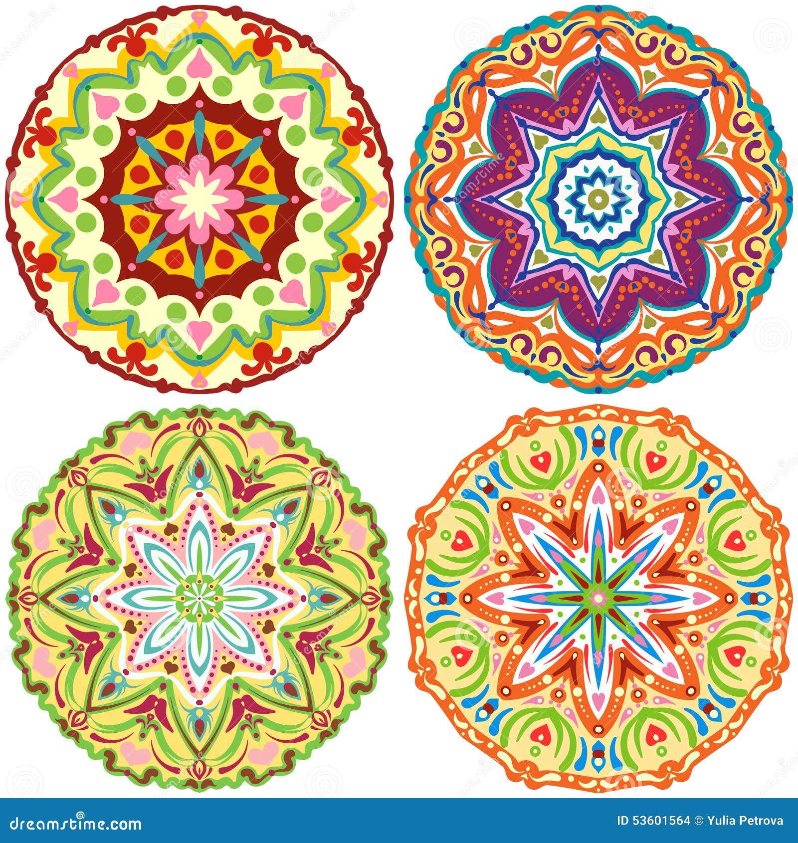 Set of Ethnic Circular Patterns. Stock Vector - Illustration of nature ...