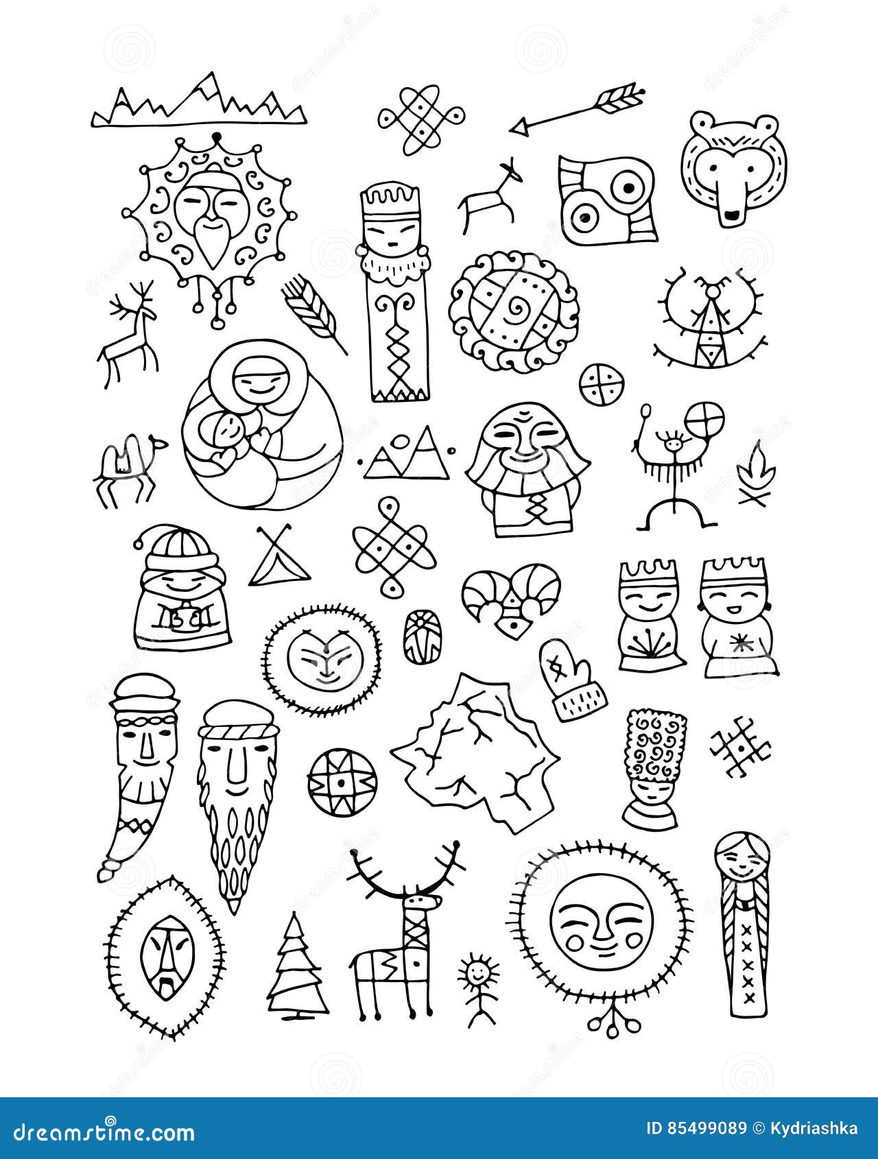 Set of Ethnic Design Elements Stock Vector - Illustration of religious ...