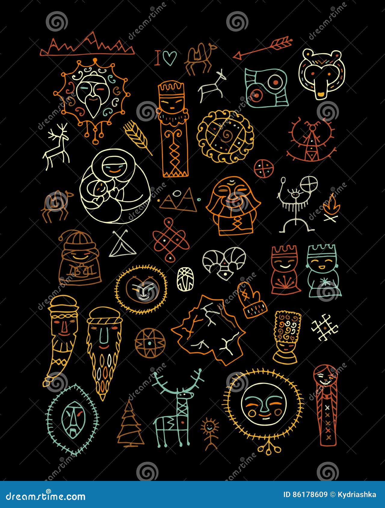 Set of Ethnic Design Elements Stock Vector - Illustration of sign ...