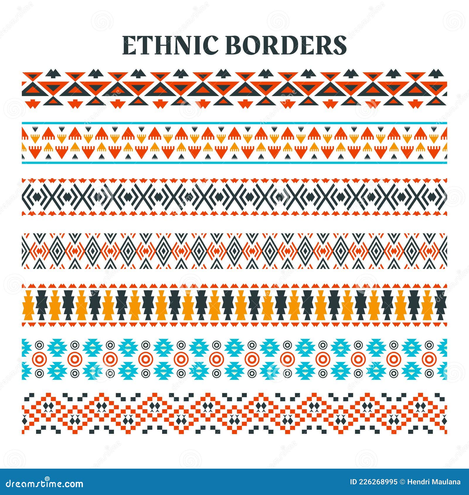 Set of Ethnic Element Strips Border Stock Vector - Illustration of ...
