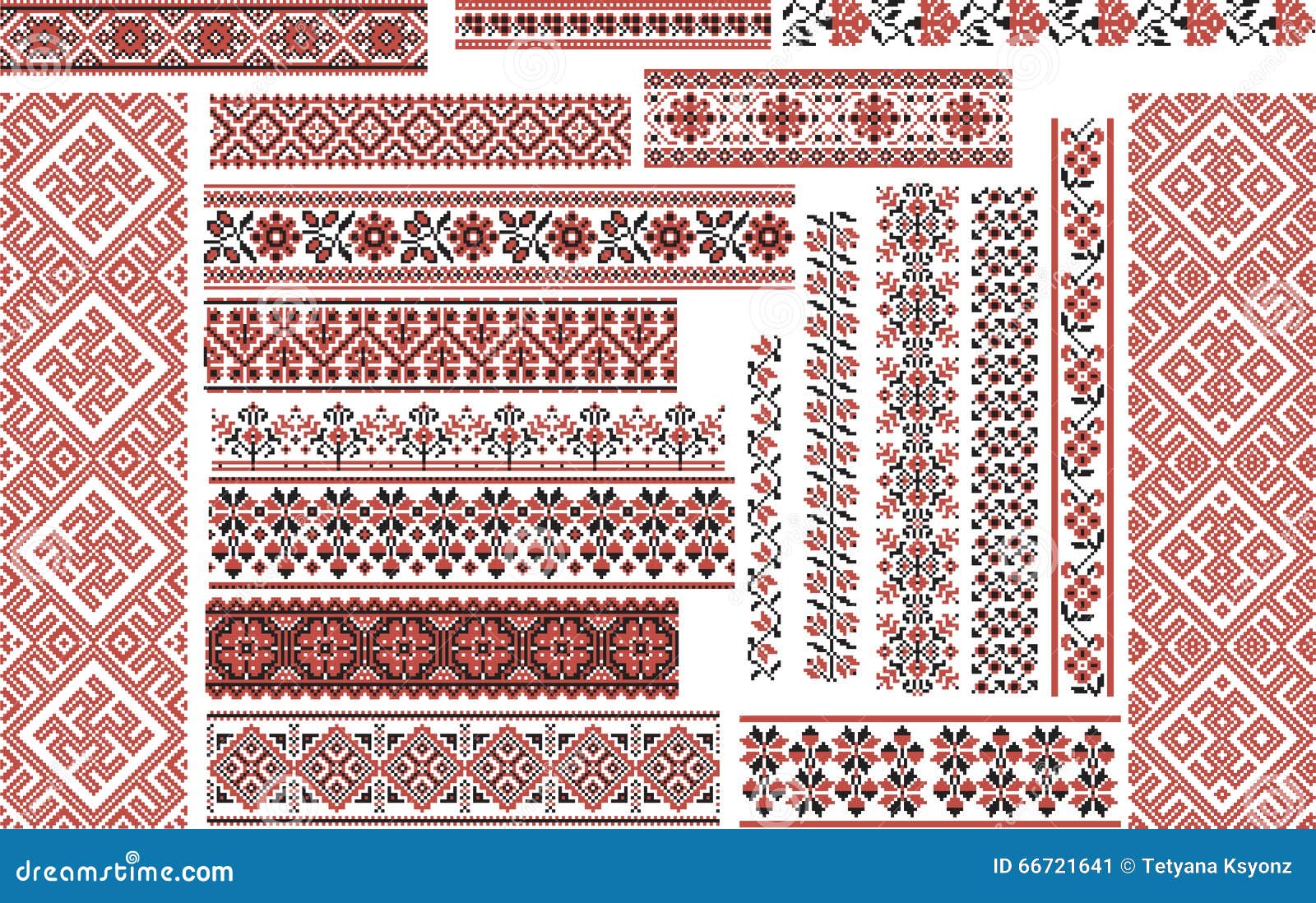 Set of Ethnic Patterns for Embroidery Stitch Stock Vector ...