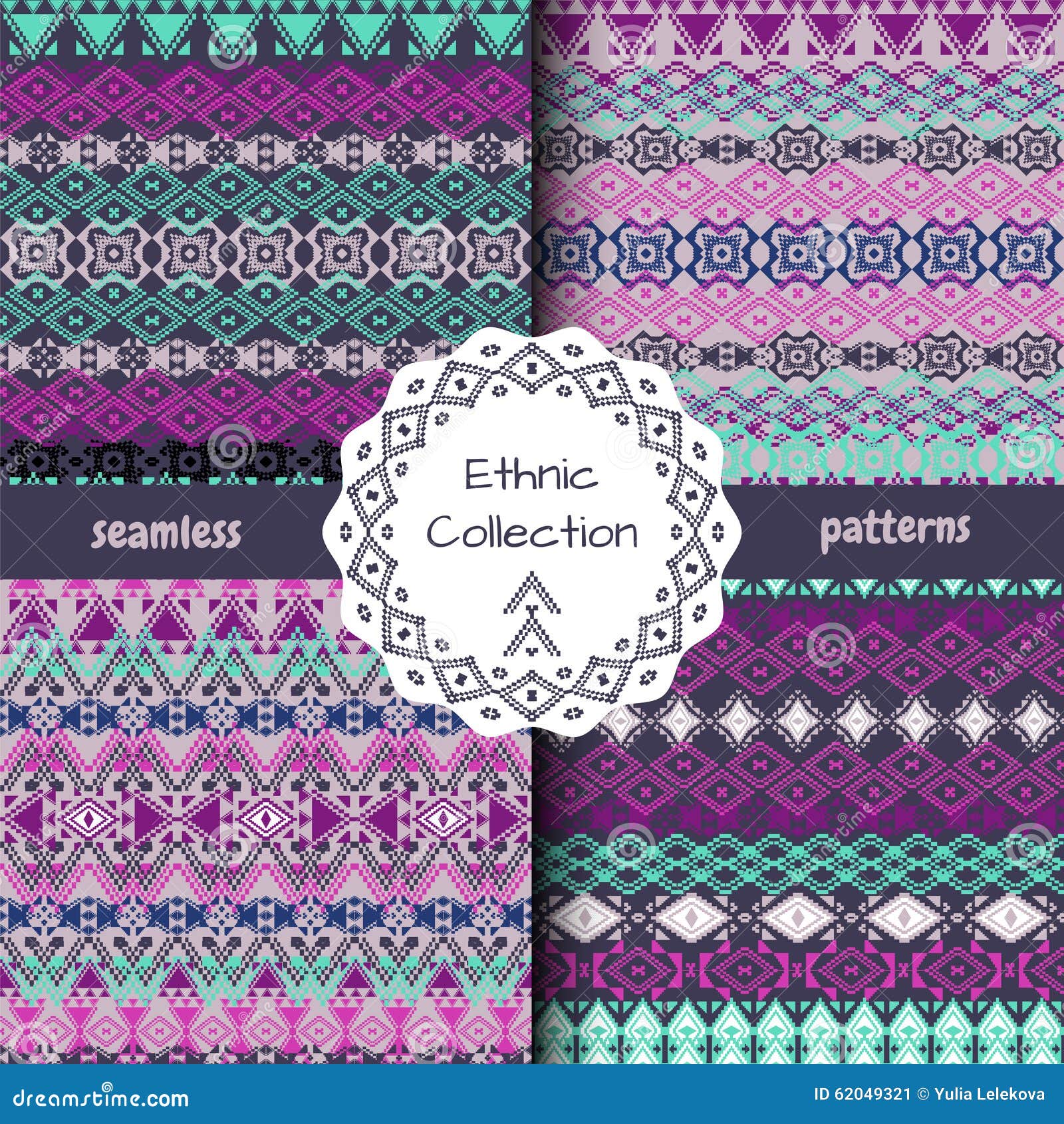 Set of Ethnic Tribal Geometric Patterns Stock Vector - Illustration of ...
