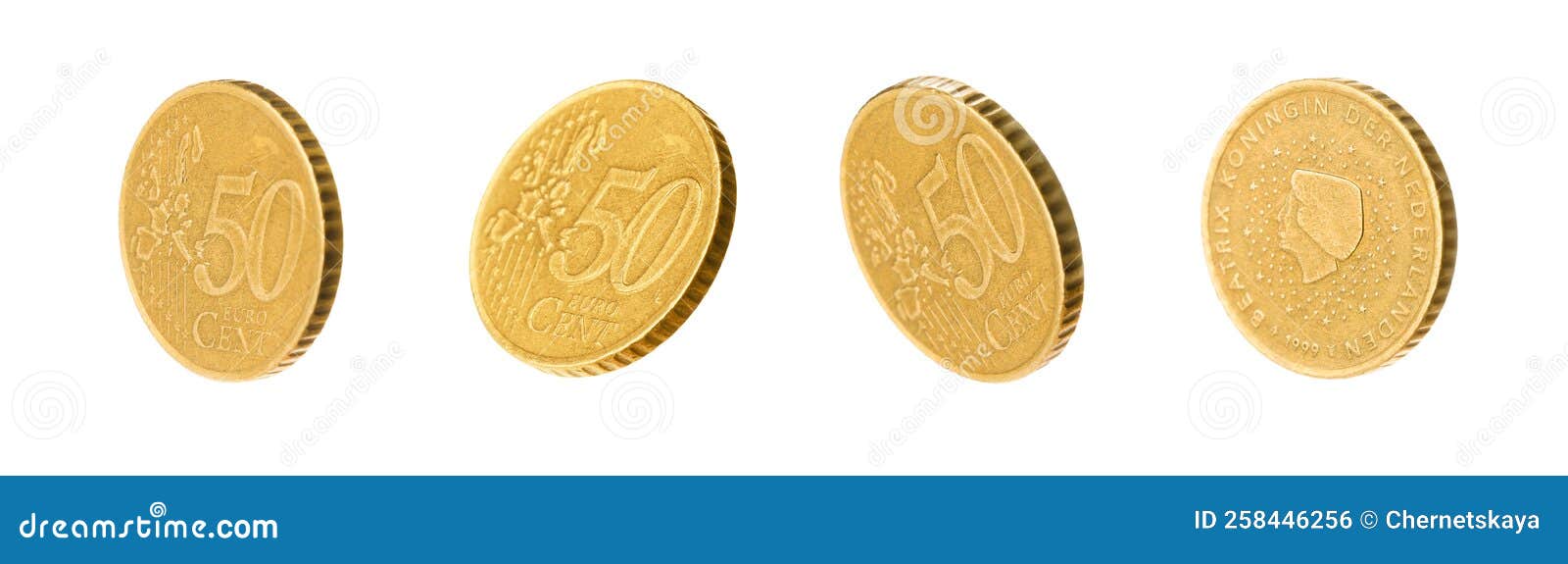 Set with Euro Cent Coins on White Background. Banner Design Stock Photo ...