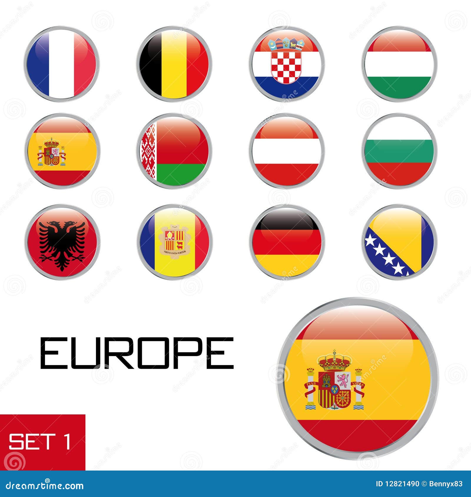Buttons With European Countries Flags Cartoon Vector | CartoonDealer ...