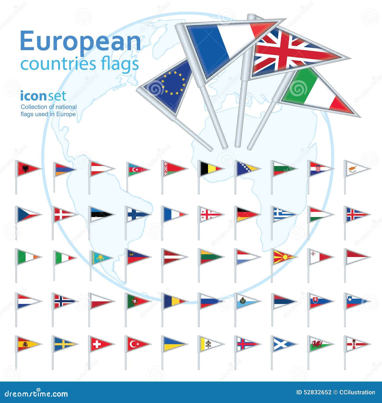 Set of European Flags, Vector Illustration. Stock Vector - Illustration ...