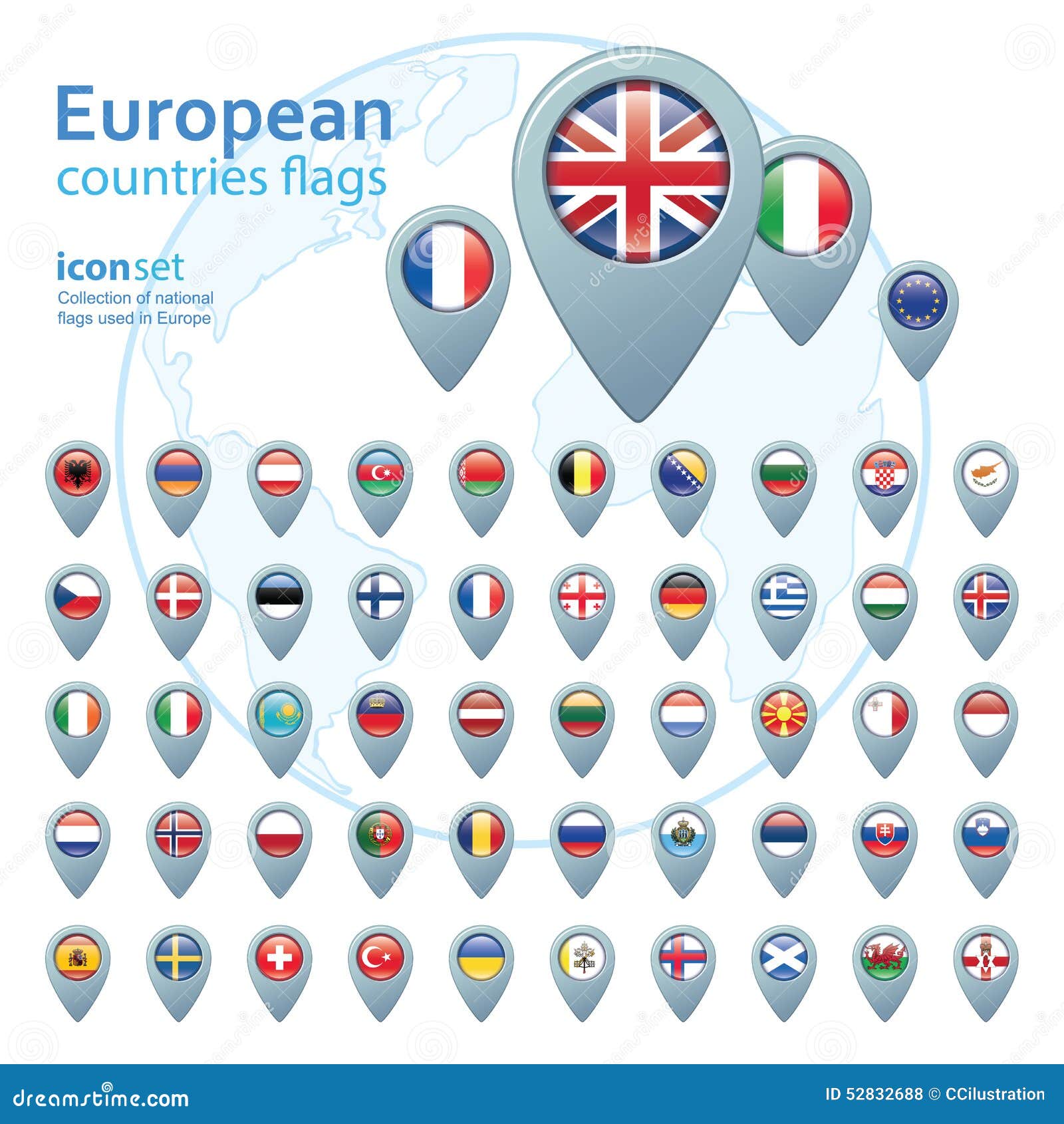 Set of European Flags, Vector Illustration. Stock Vector - Illustration ...