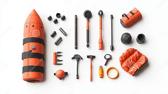 Set of EVA Extravehicular Activity Tools, Isolated on White Background ...