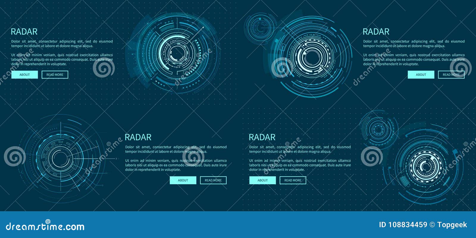Set of Exact Radar Templates Vector Illustration Stock Vector ...