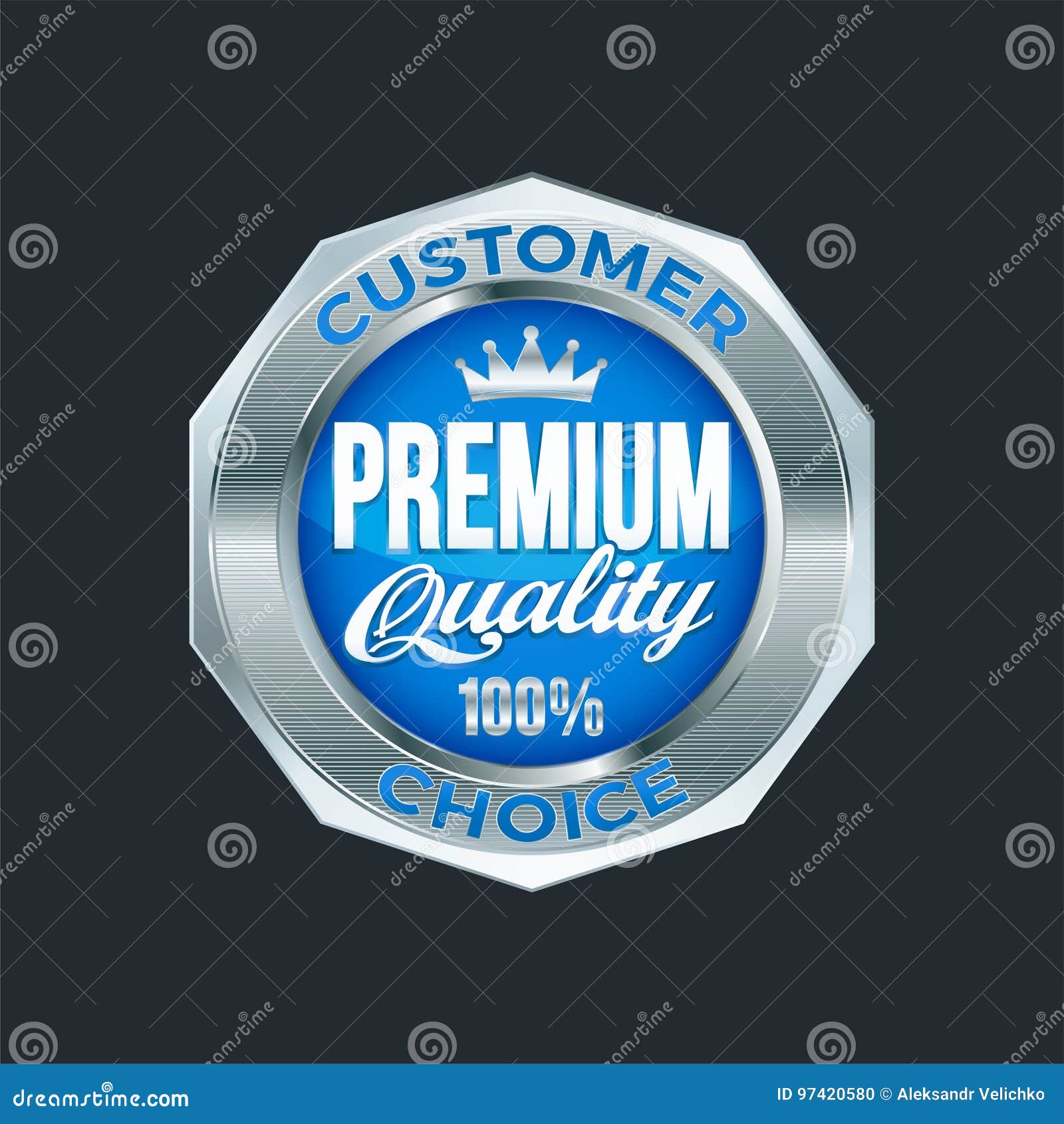 Set of Excellent Quality Blue Badges with Silver Border Stock Vector ...