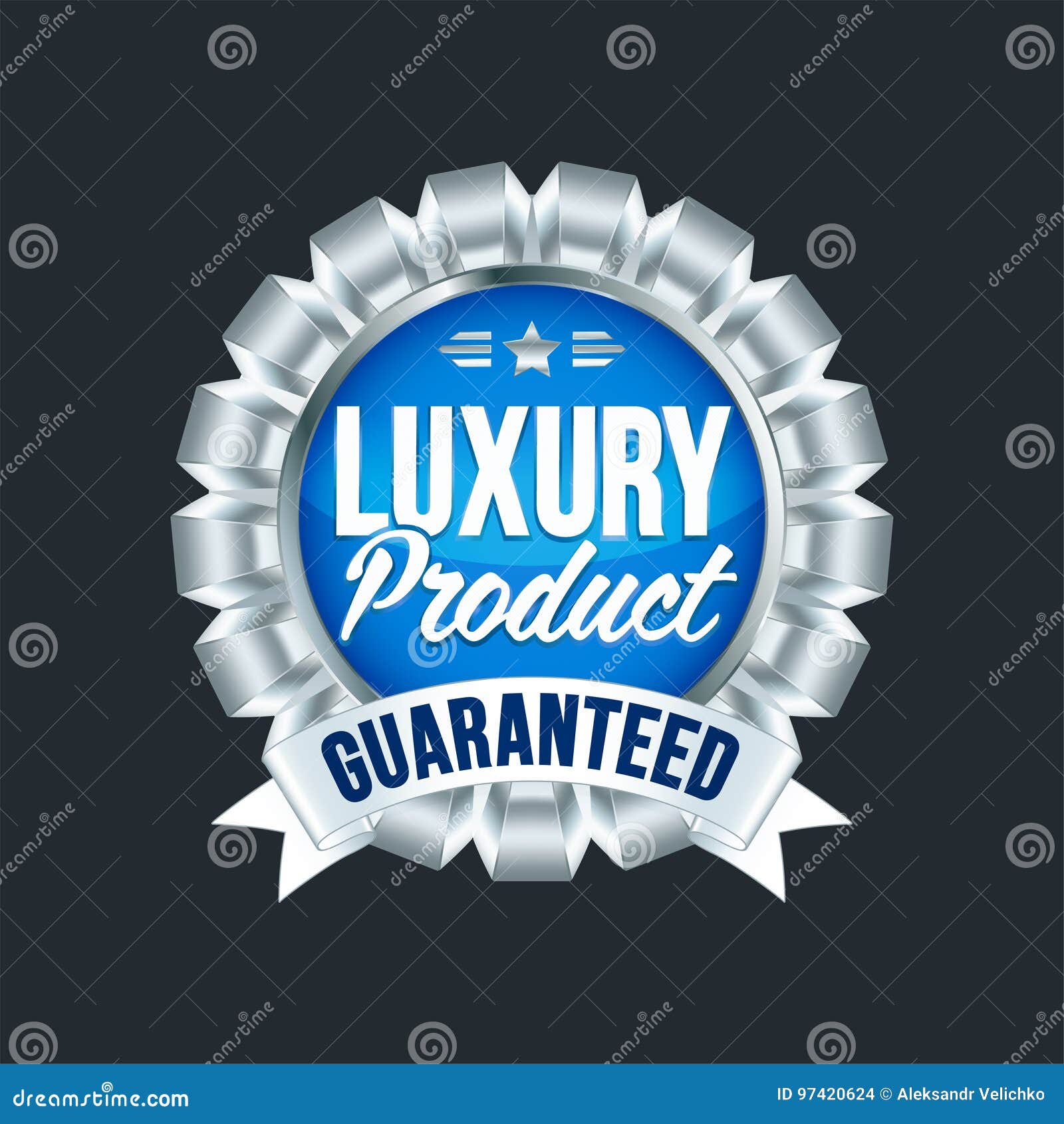 Set of Excellent Quality Blue Badges with Silver Border Stock Vector ...