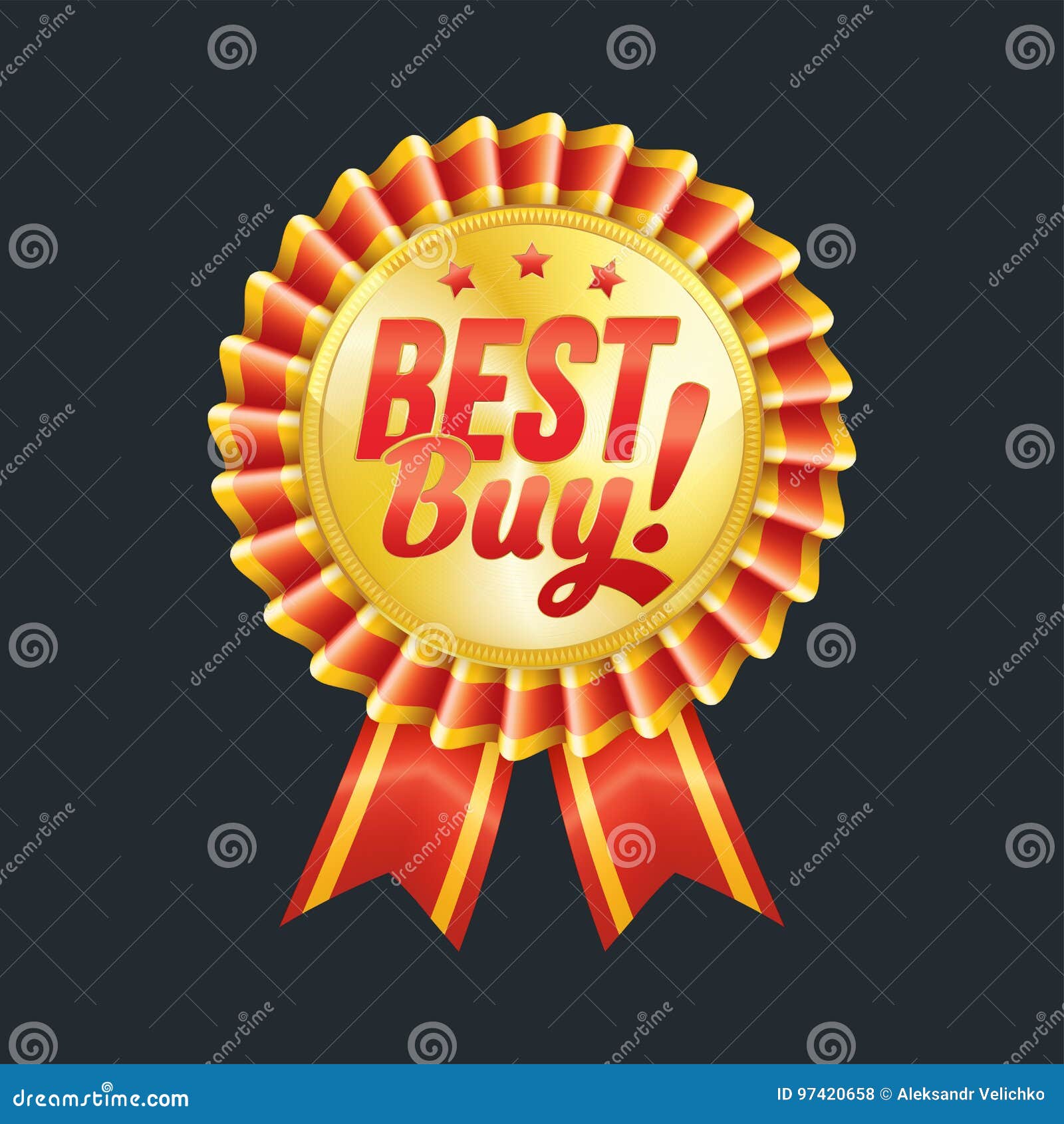 Set Of Excellent Quality Red Badges With Gold Border Stock Vector ...