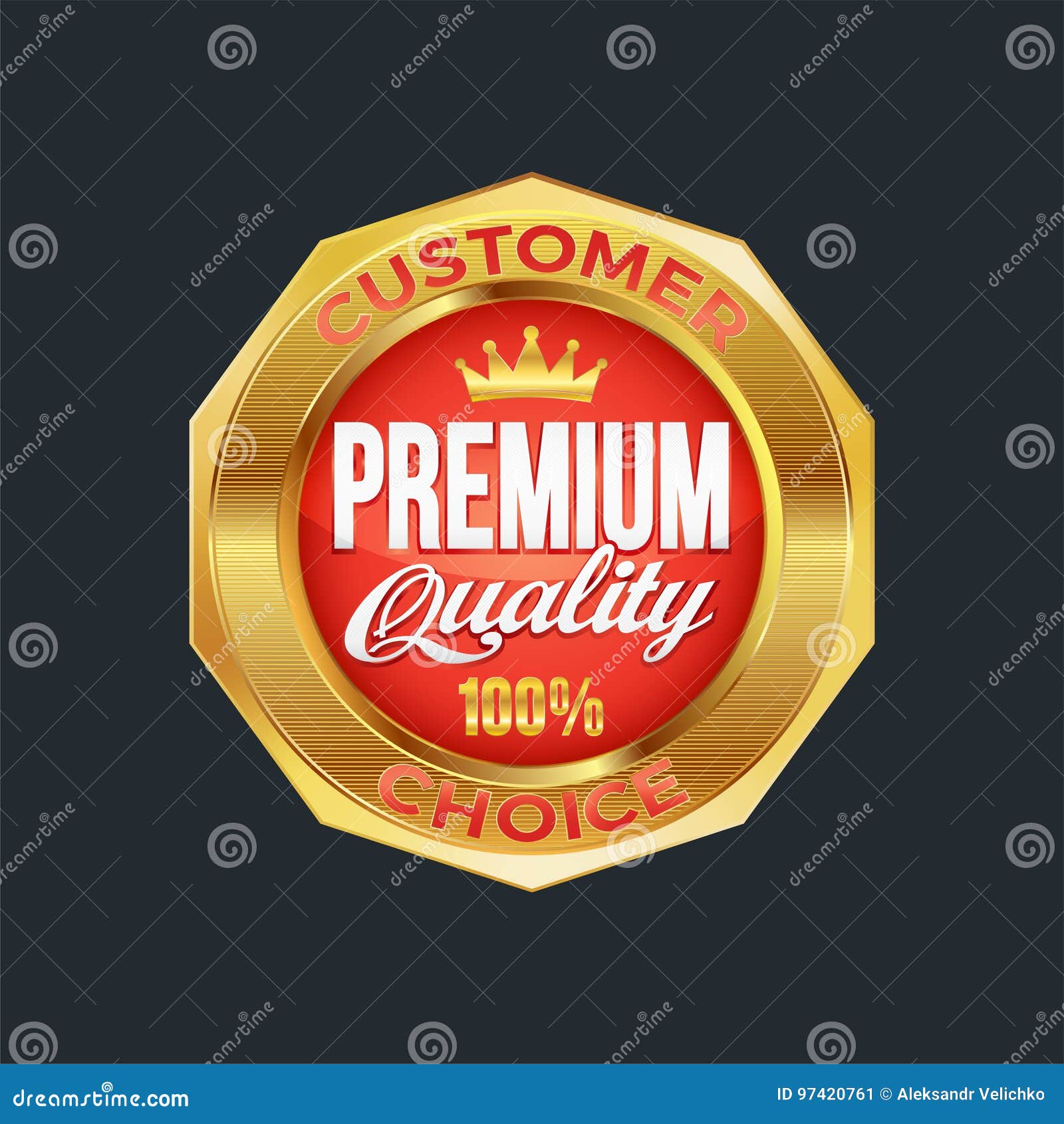 Set of Excellent Quality Red Badges with Gold Border Stock Vector ...