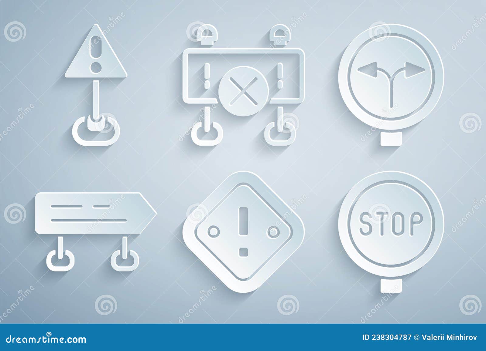Set Exclamation Mark in Triangle, Fork the Road, Road Traffic Sign ...