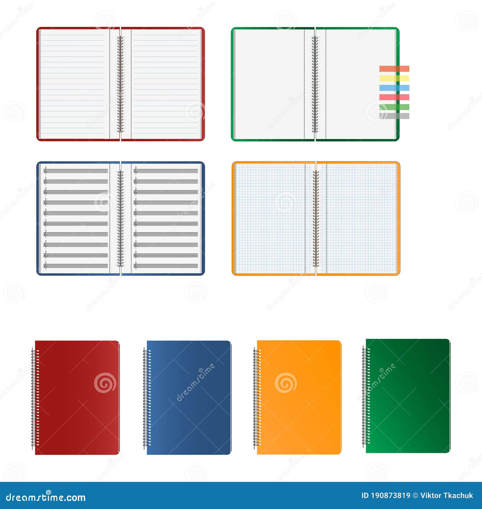 Set of Exercise Books with Different Types of Pages and Different ...