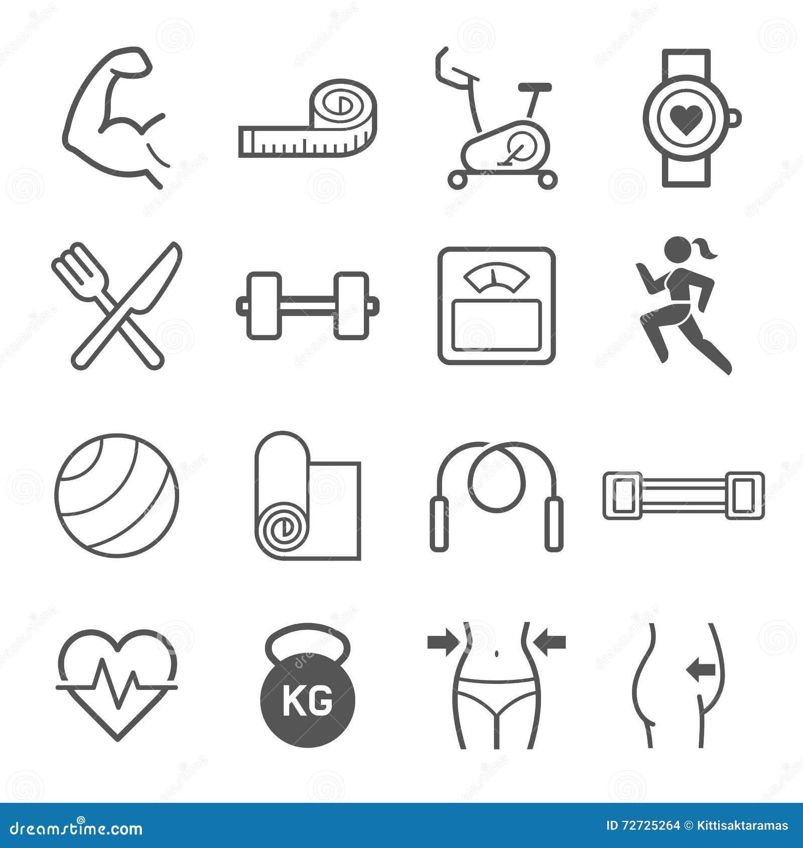 Set of exercise icons. stock vector. Illustration of equipment - 72725264