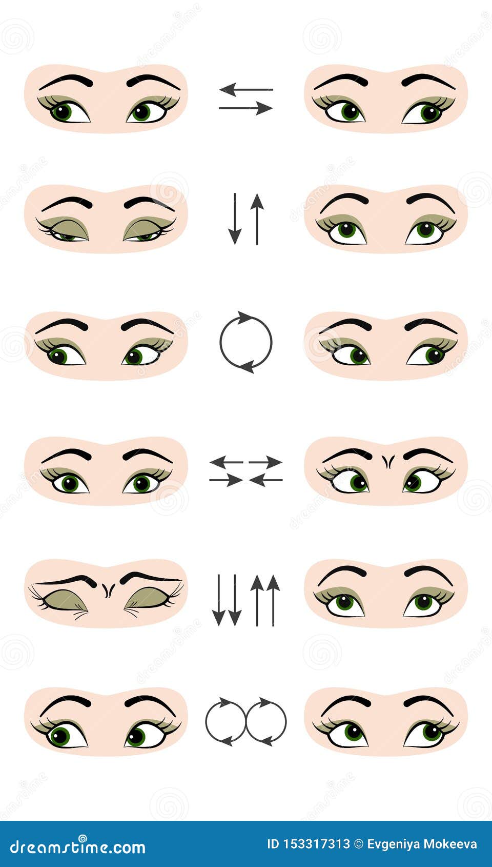Set Of Exercises For The Eyes, Visual Acuity Illustration Cartoon ...
