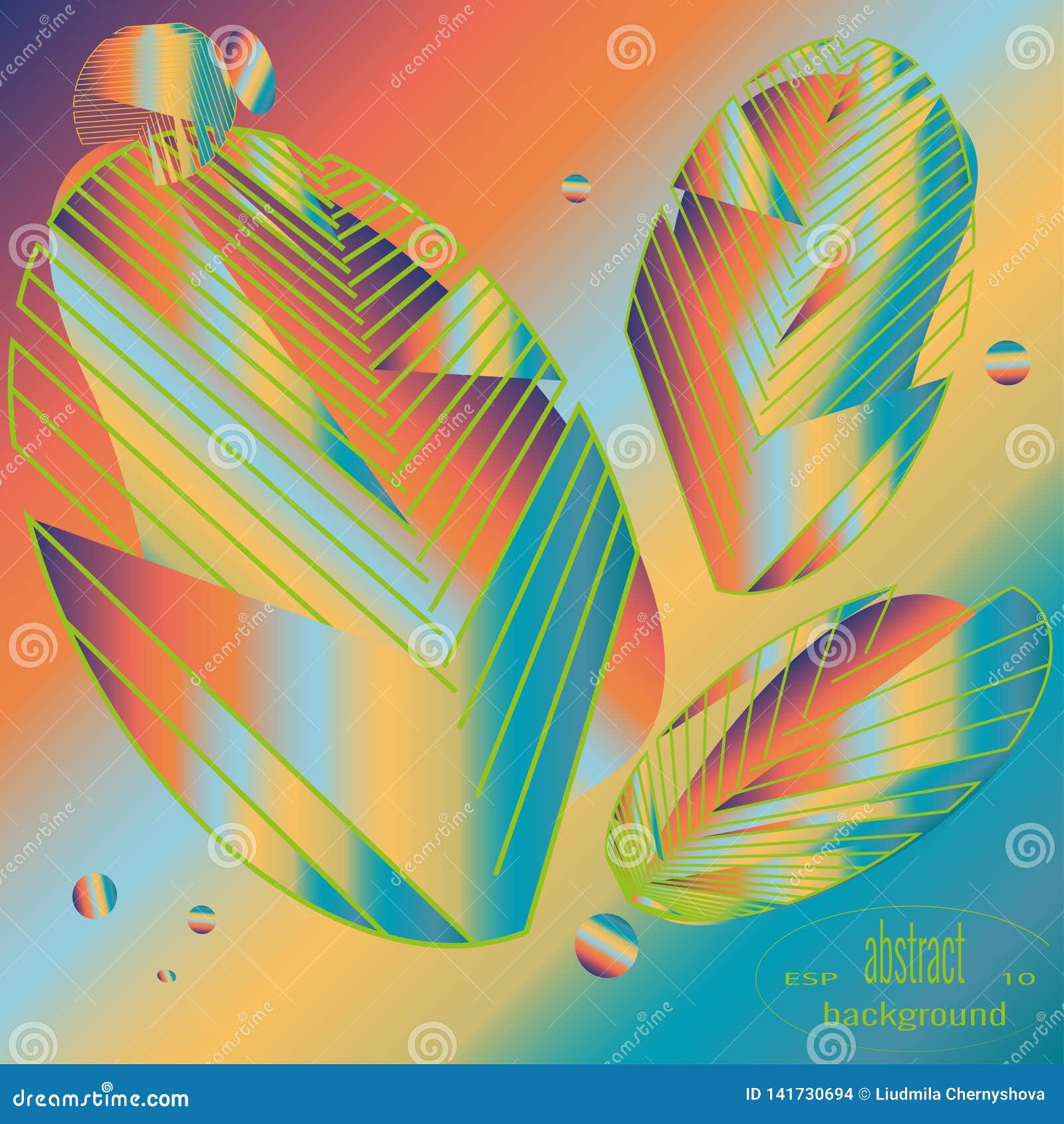 Set of Exotic Bird Feathers. Abstract Graphic Pattern with Elements of ...