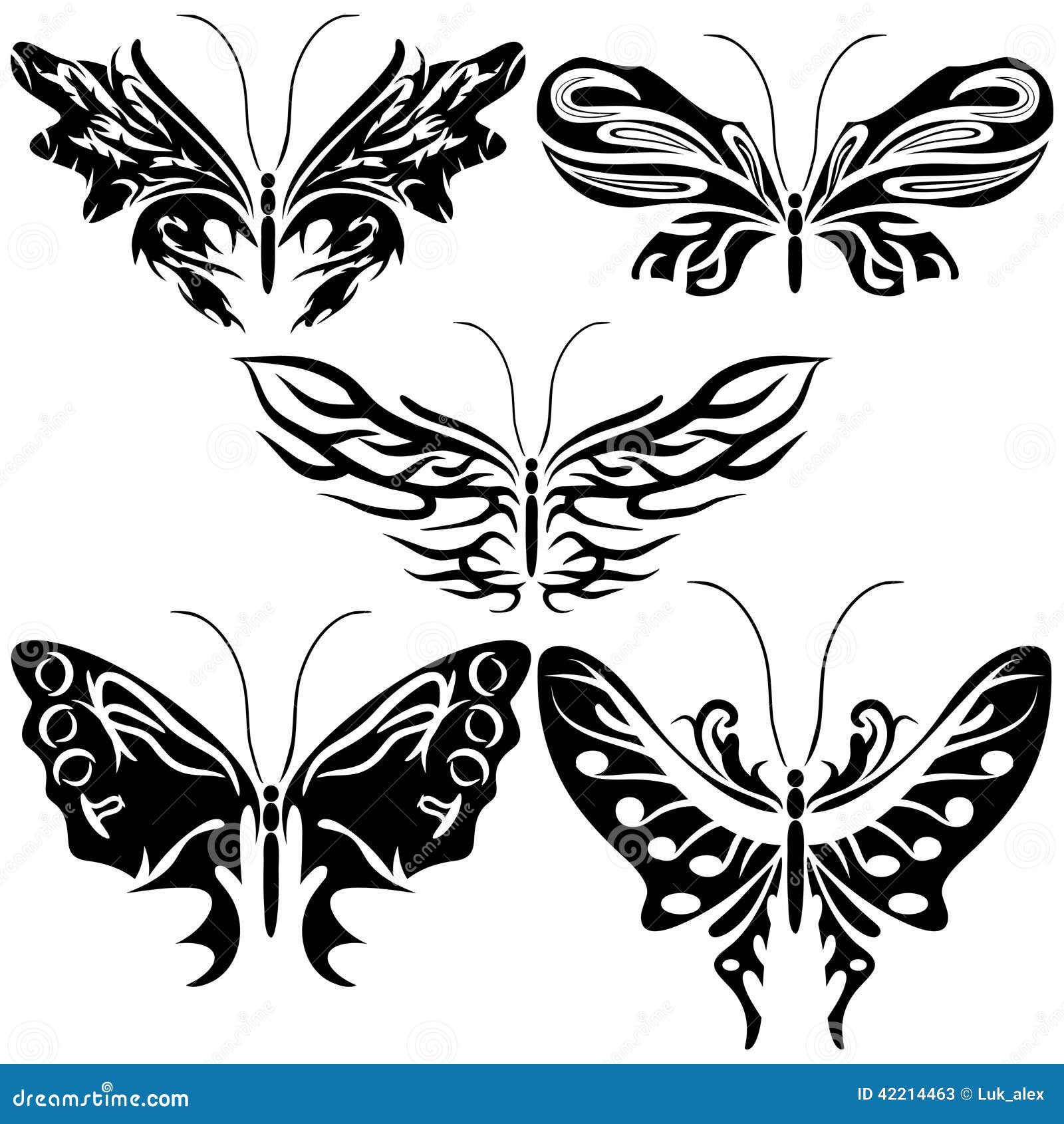 Set, exotic butterfly. stock vector. Illustration of graphic - 42214463