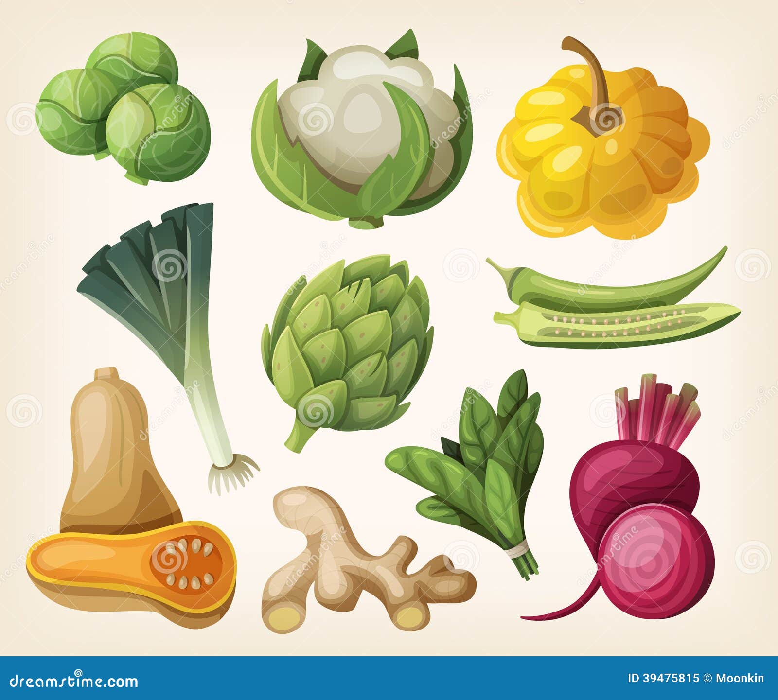 Set of exotic vegetables stock vector. Illustration of garden - 39475815