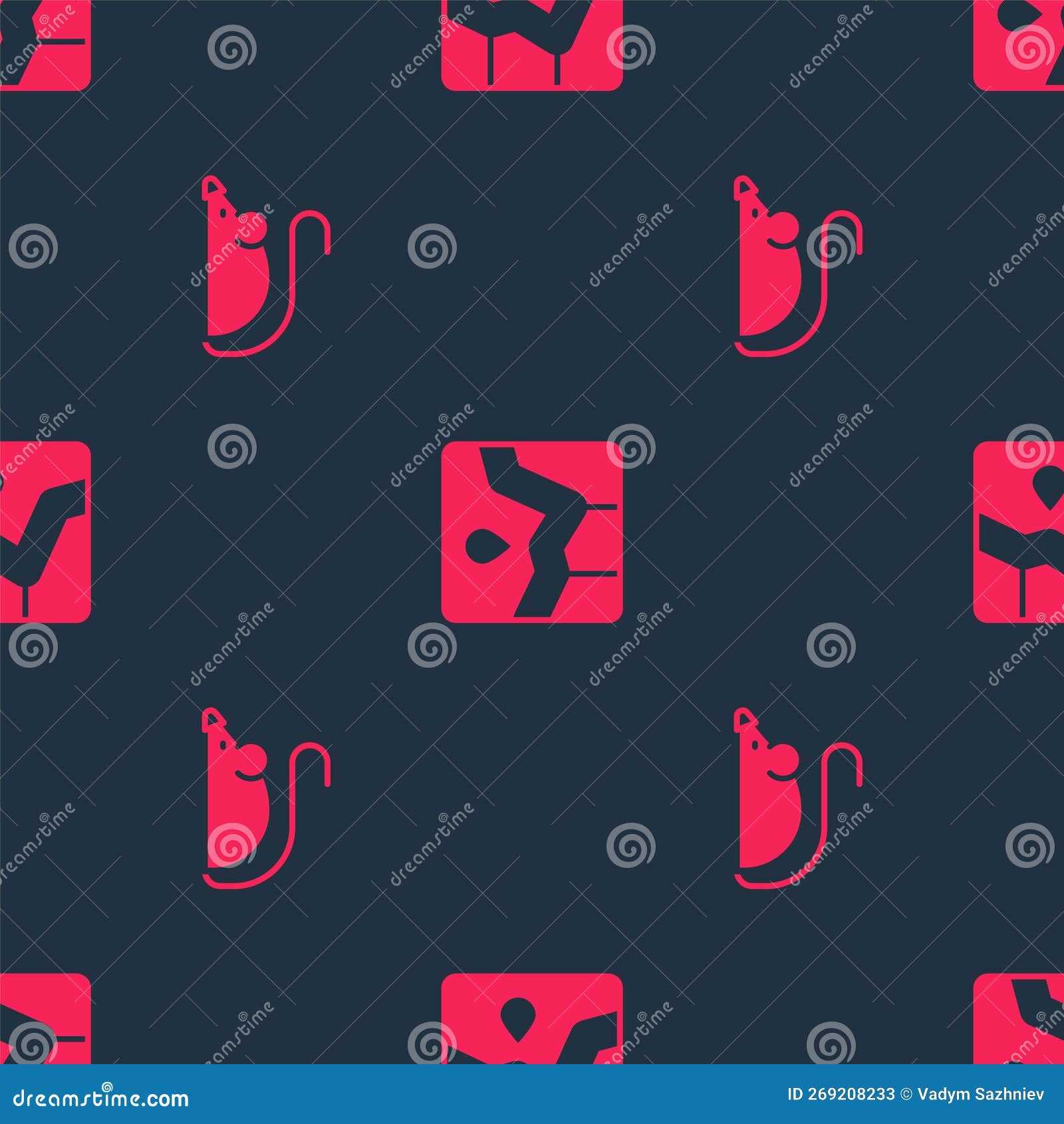 Set Experimental Mouse and Graph Chart Infographic on Seamless Pattern ...