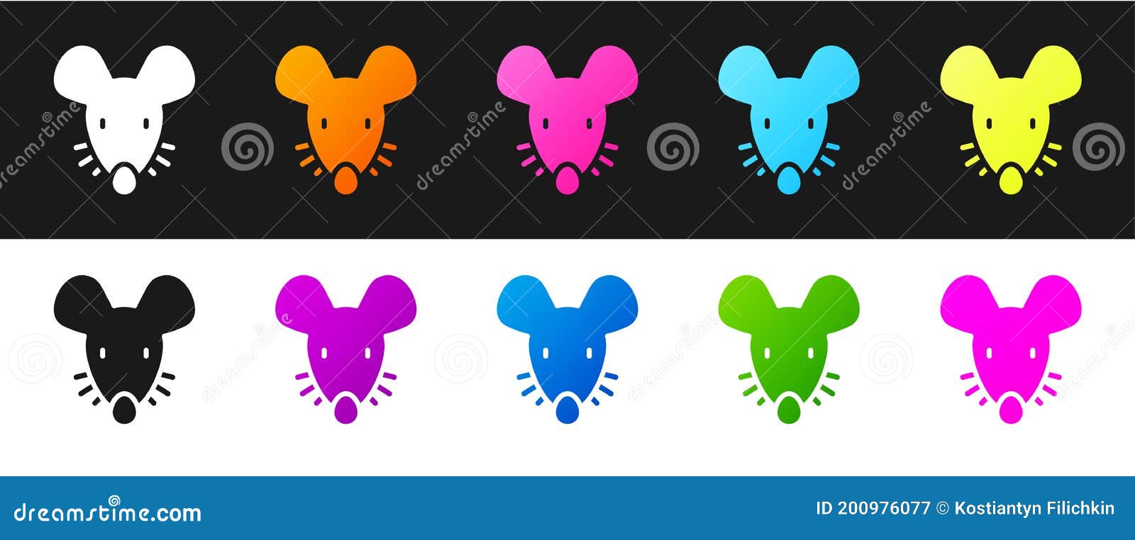 Set Experimental Mouse Icon Isolated on Black and White Background ...