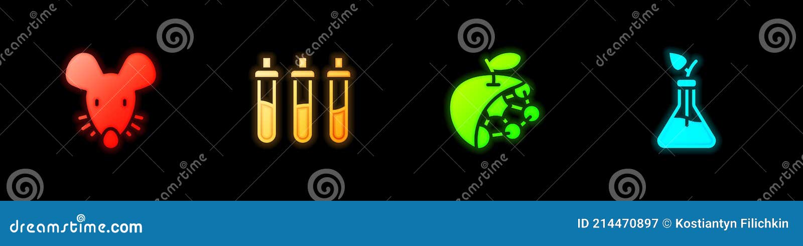 Set Experimental Mouse, Reagent Bottle, Biological Structure and Plant ...