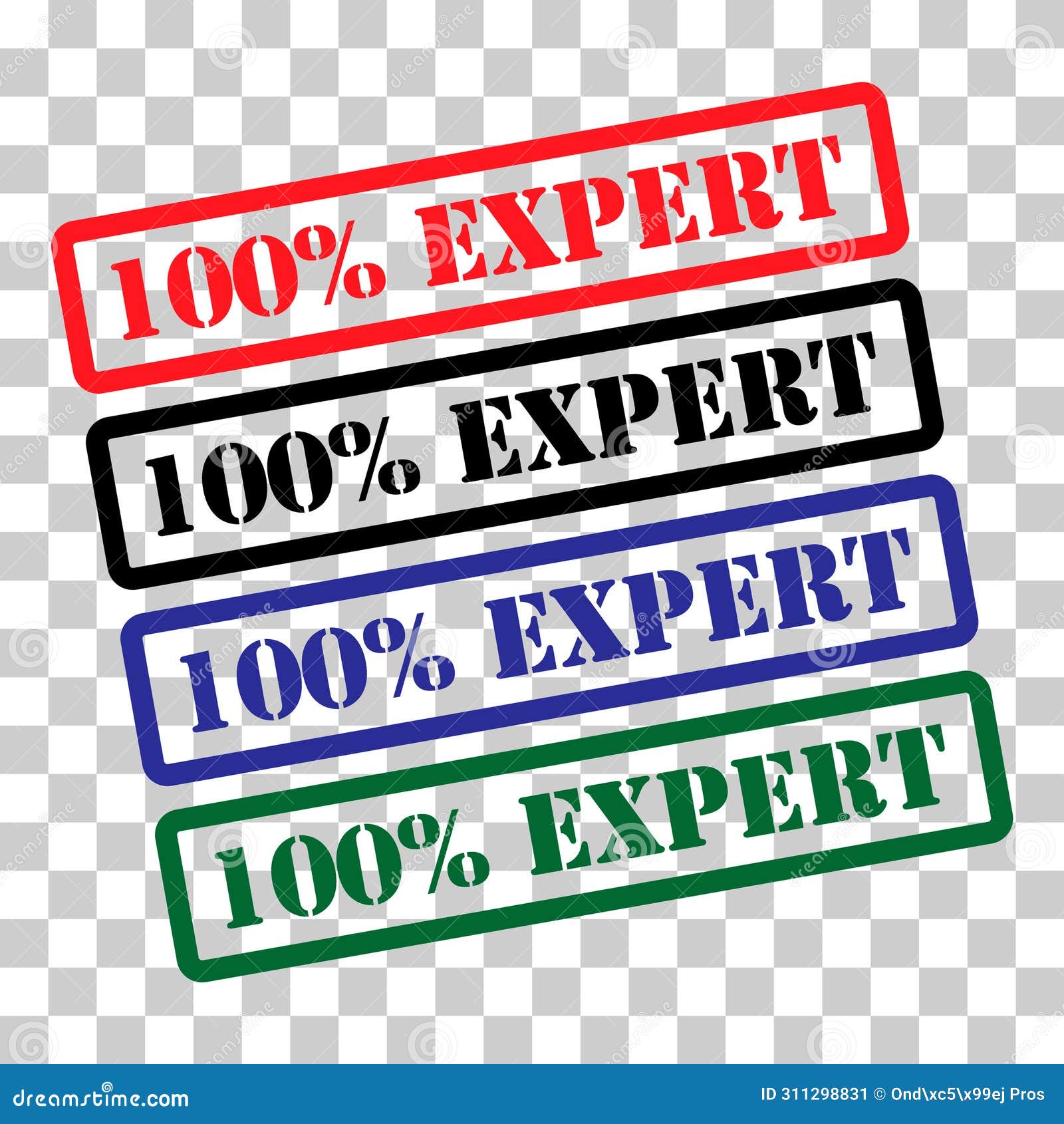 Set of Expert 100 Stamp Symbol, Label Sticker Sign Button, Text Banner ...