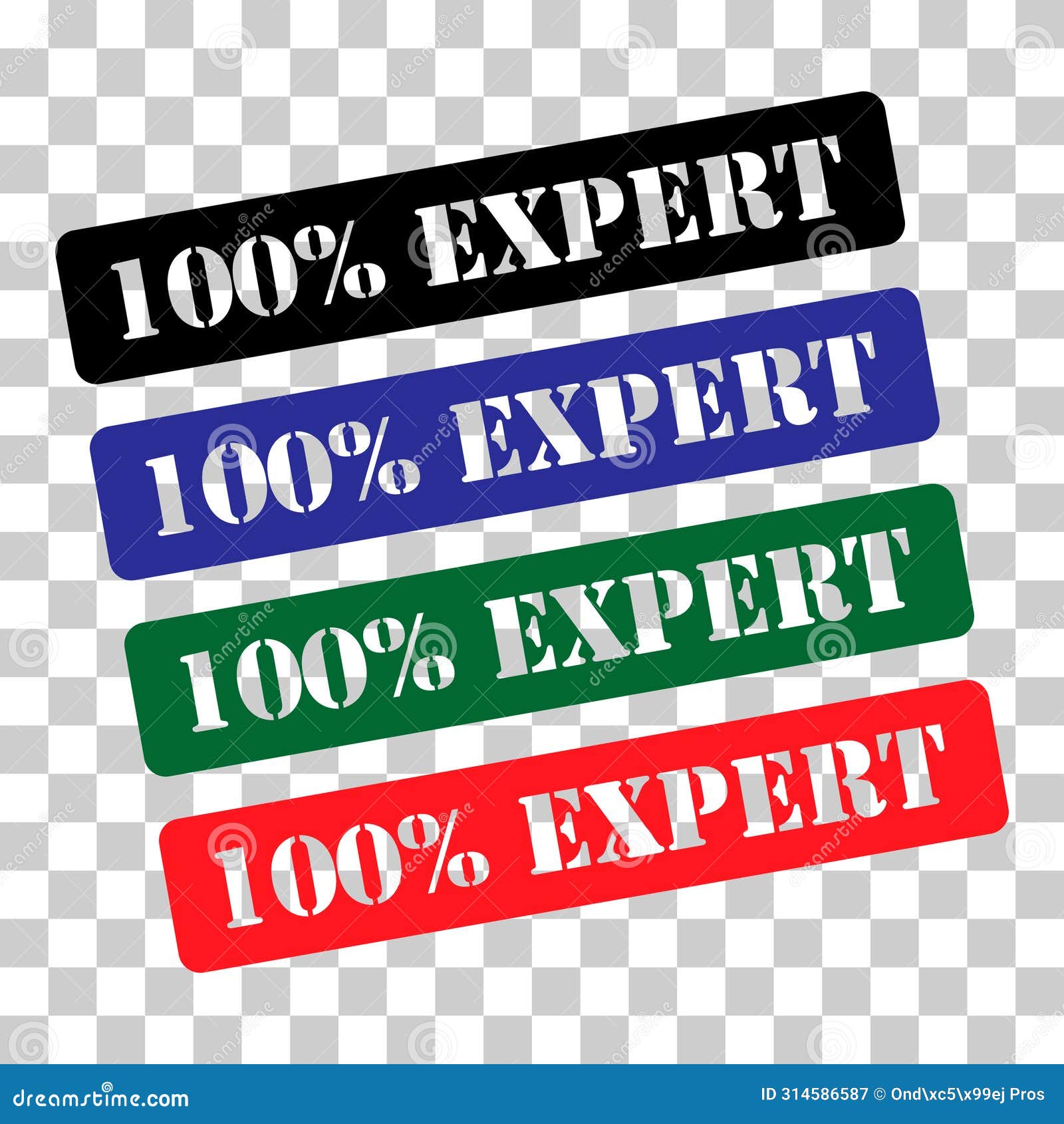 Set of Expert 100 Stamp Symbol, Label Sticker Sign Button, Text Banner ...