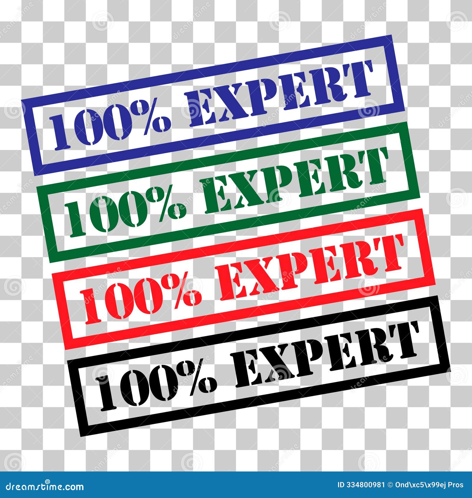 Set of Expert 100 Stamp Symbol, Label Sticker Sign Button, Text Banner ...