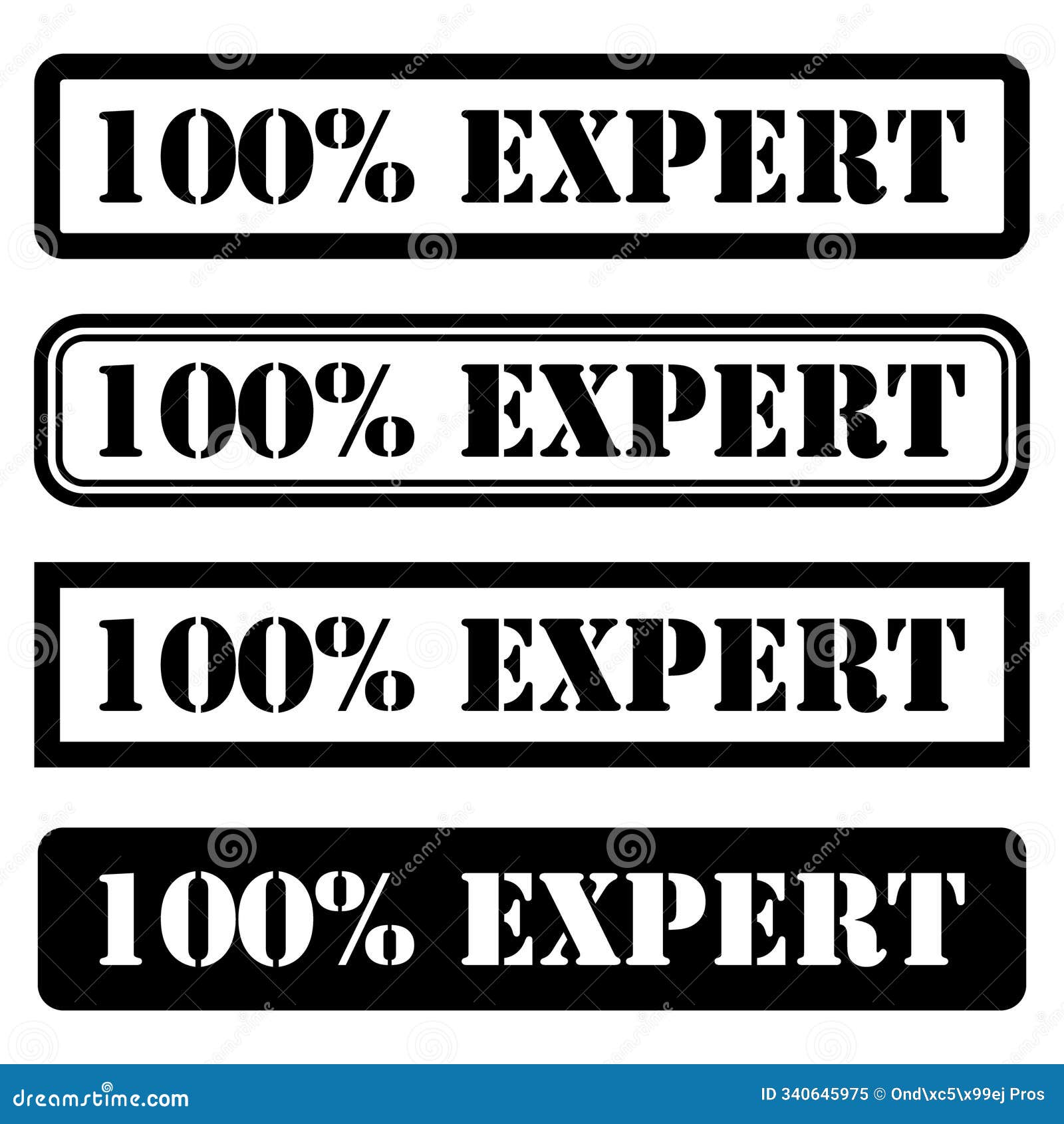 Set of Expert 100 Stamp Symbol, Label Sticker Sign Button, Text Banner ...