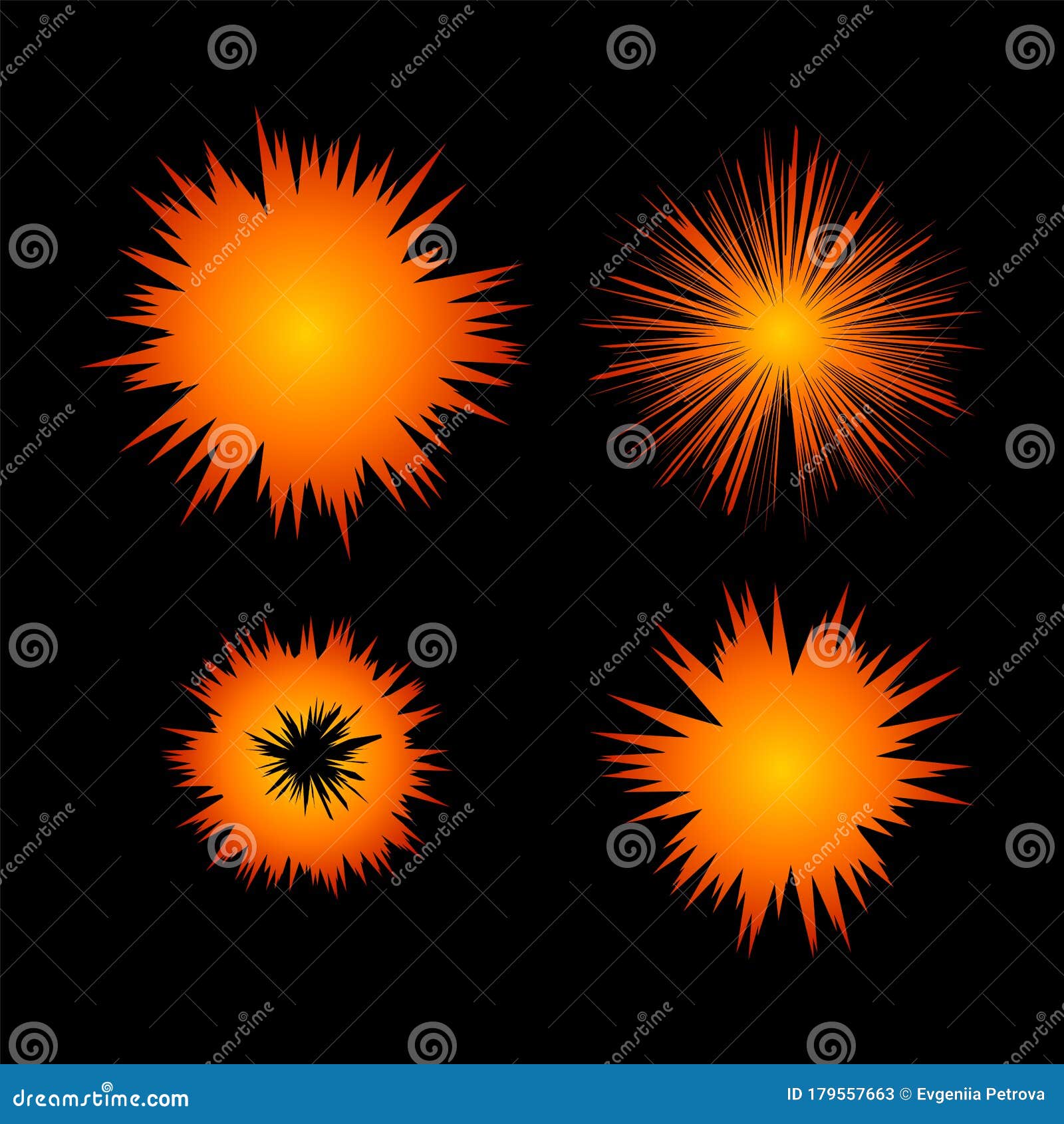 Set of Explosion Pictures. Effects of a Bright Flash, Pop, Fire ...