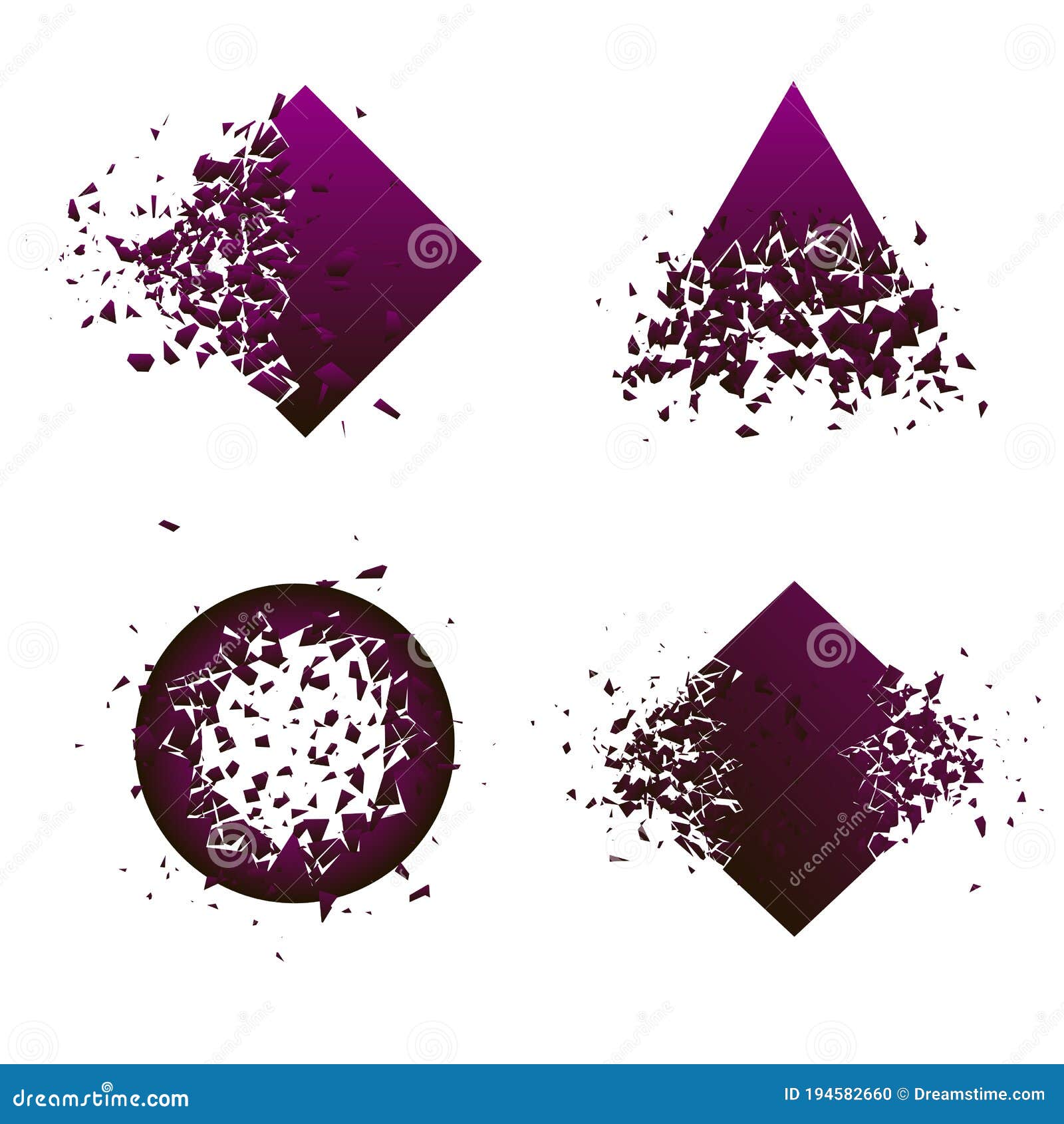 Set of Explosion Templates Isolated on White Background. Square ...