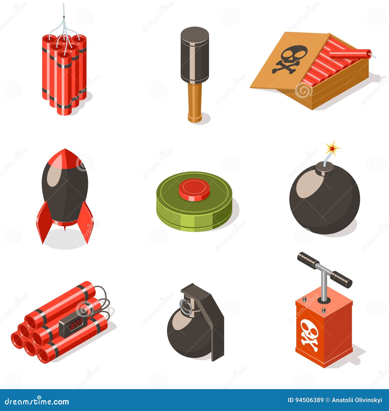 Set of Explosive Weapon Icons. Stock Vector - Illustration of offensive ...