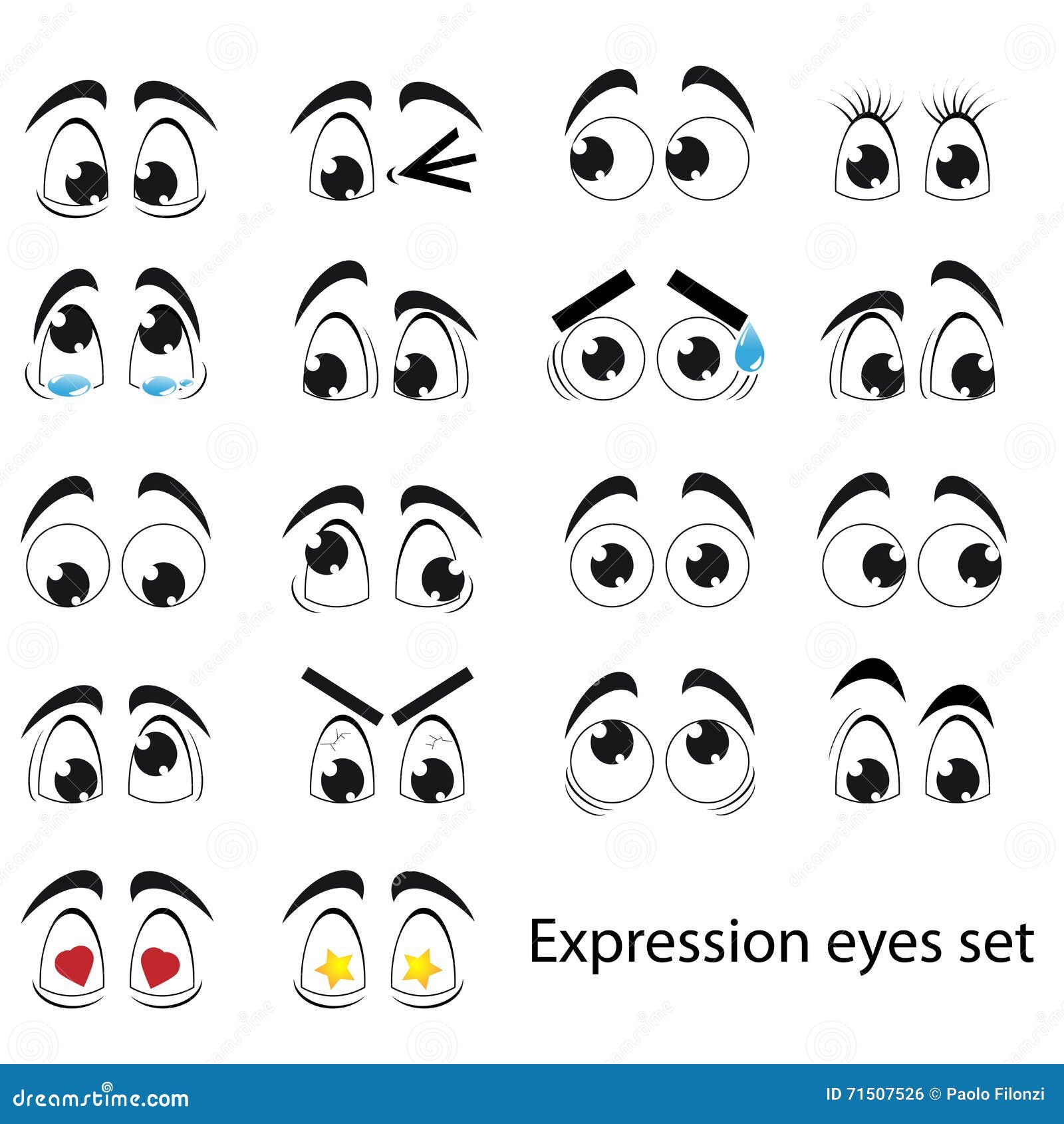 Set of expression eyes stock vector. Illustration of icon - 71507526