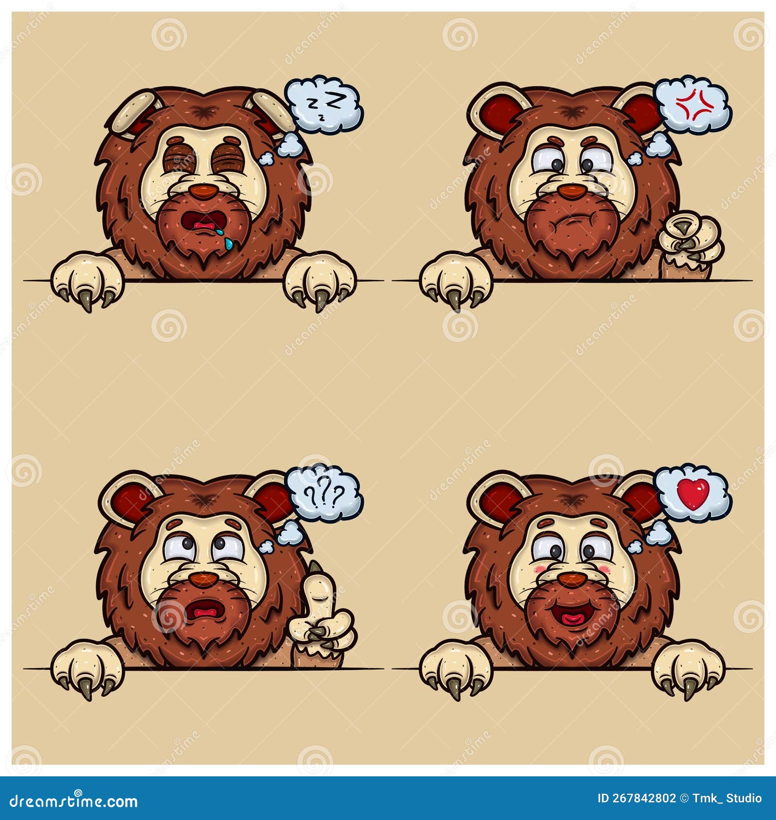 Confused Lion Flat Cartoon Stylized Vector Illustration | CartoonDealer ...