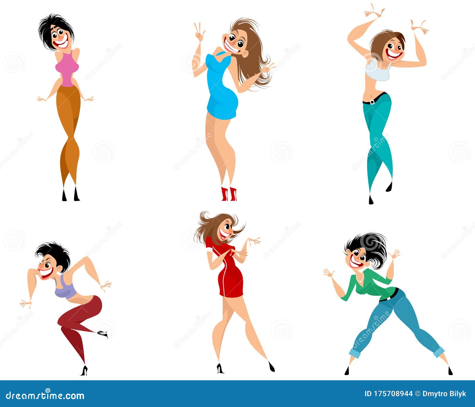Set of expressive women stock vector. Illustration of cartoon - 175708944