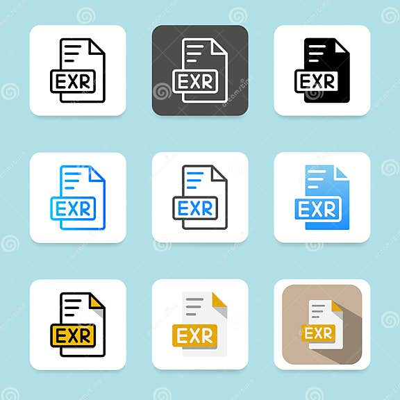 Set of Exr File Type Icons, Can Be for Format, Extension, Document and ...