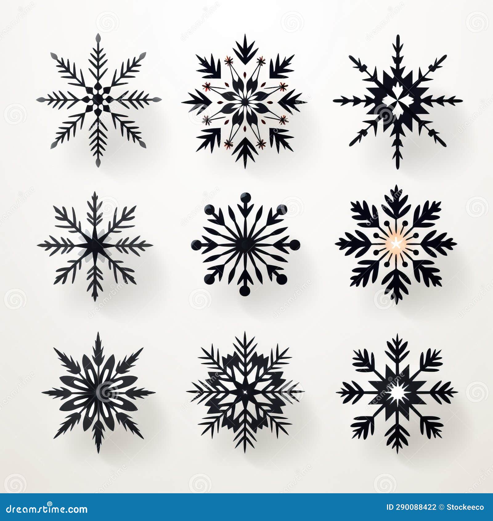 Symmetrical Black and White Snowflakes: New Year Vector Art Stock ...