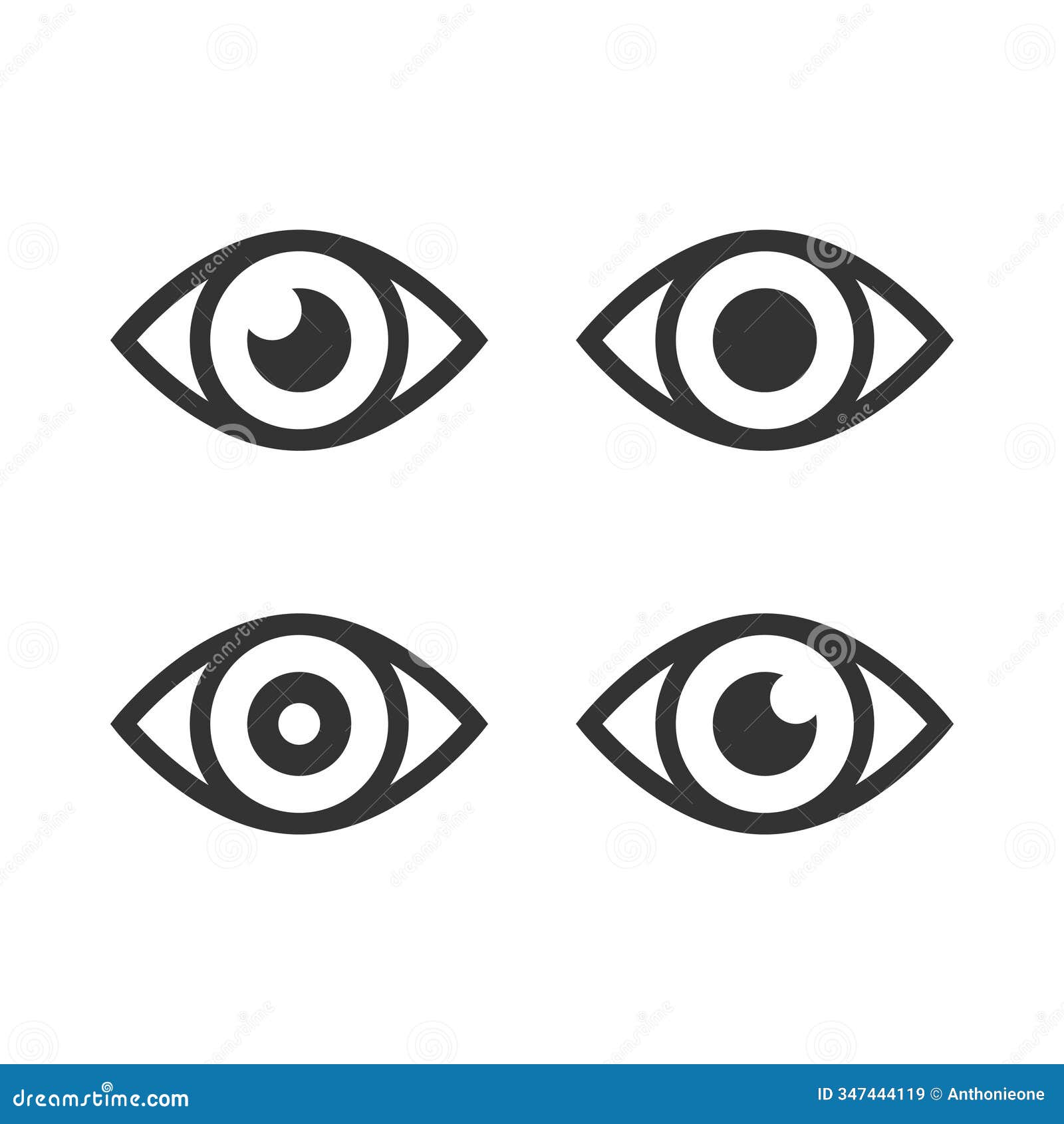 Set of Eye Icon Sign Flat Design Isolated Vector Illustration Stock ...