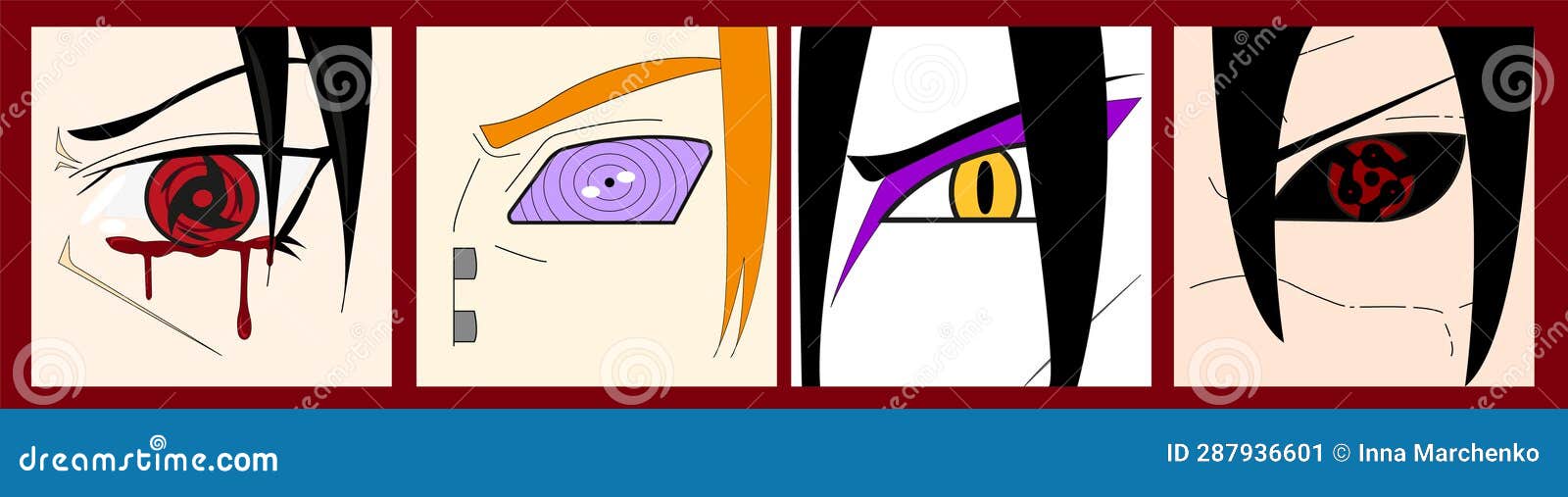 Set Of Eye Sharingan. Flat Design Style Vector Illustration. Set Of Eye ...