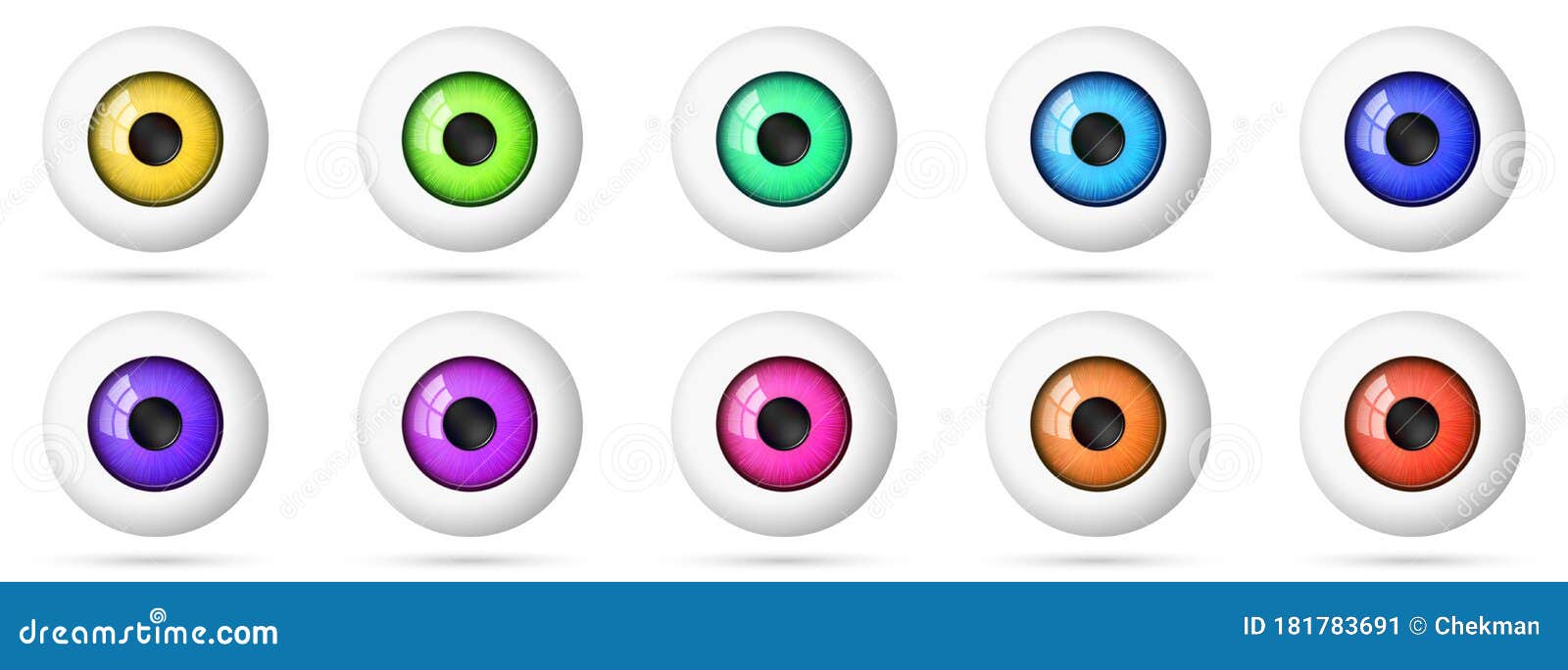 Set of Eyeballs. Colored Eye Icon Stock Illustration - Illustration of ...