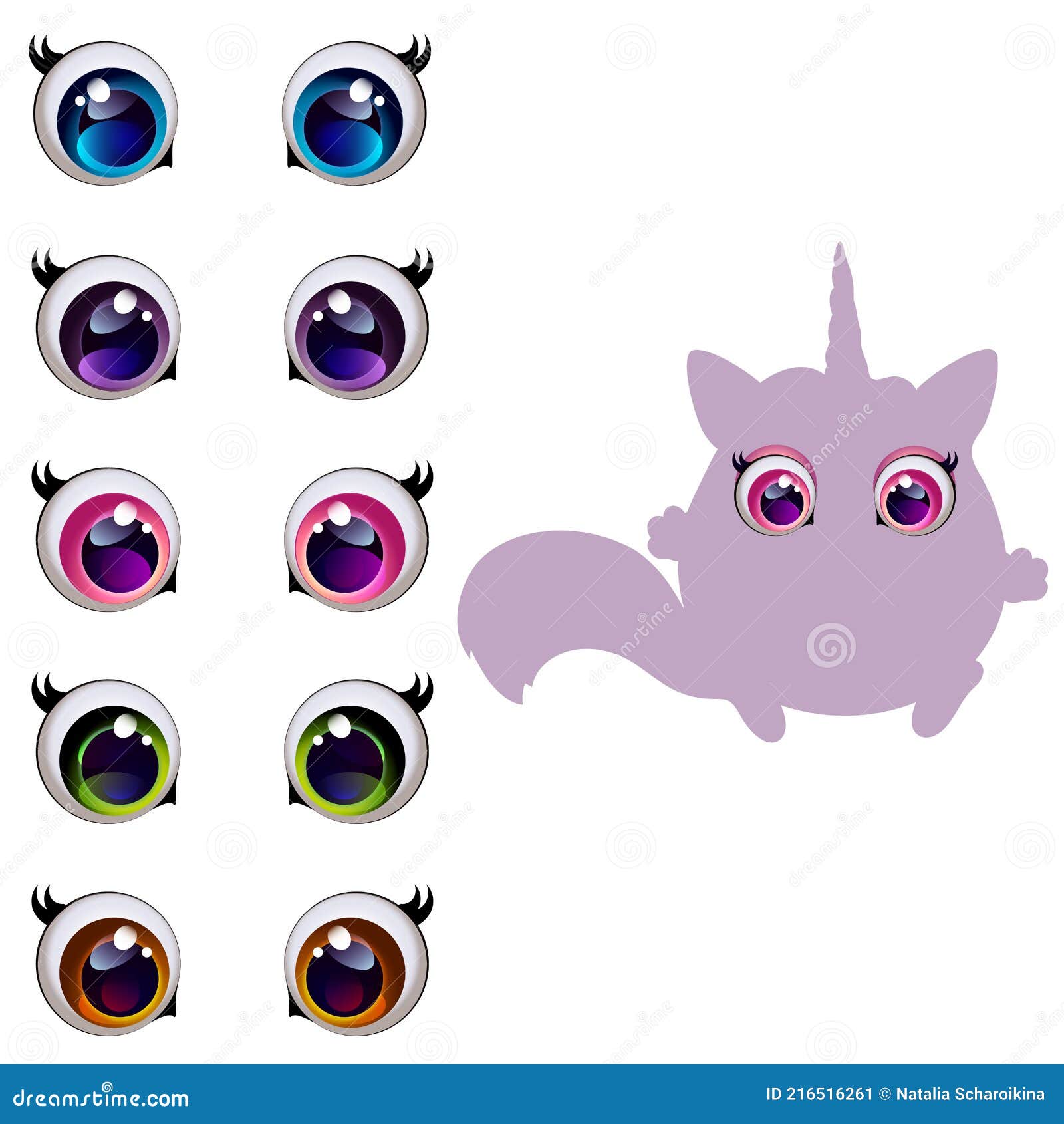 Set of Eyes of Different Colors for Cute Character Design. Vector ...