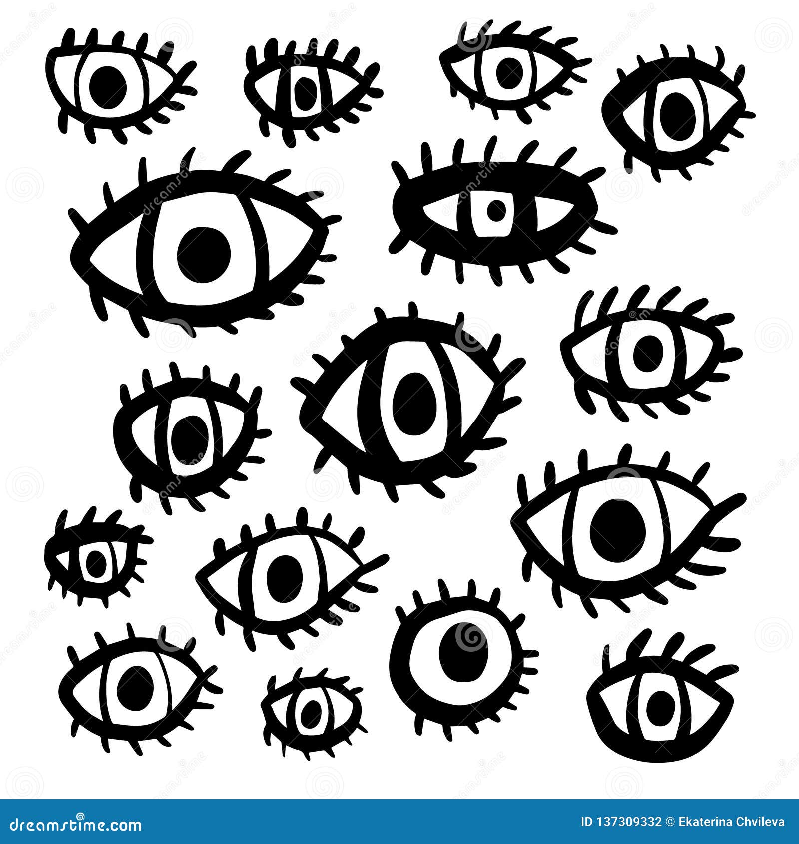 Set of Eyes in Different Forms Hand Drawn Illustration Stock Vector ...