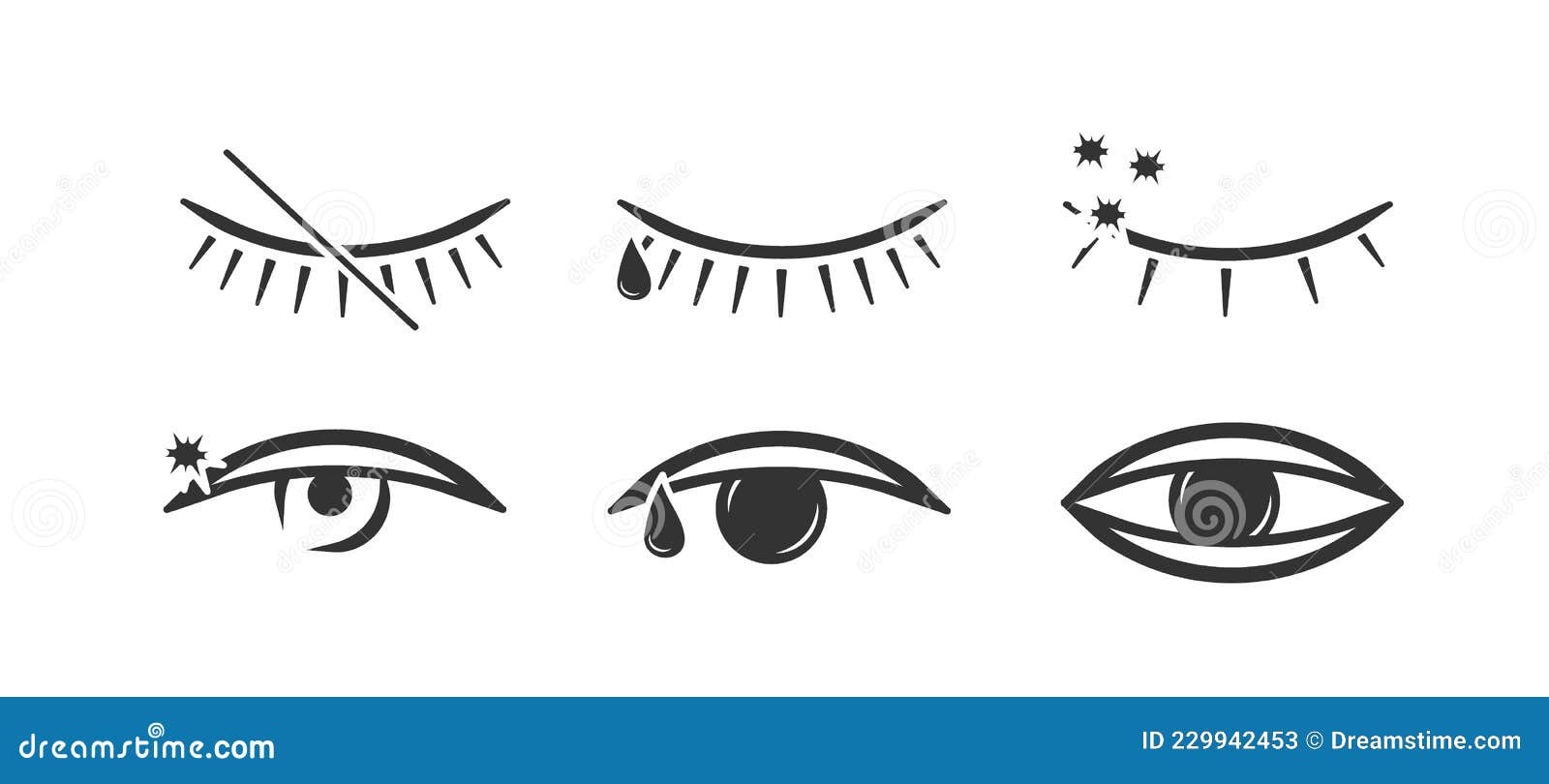 Set of Eyes with Eyelashs Icon Flat Style. Stock Illustration ...