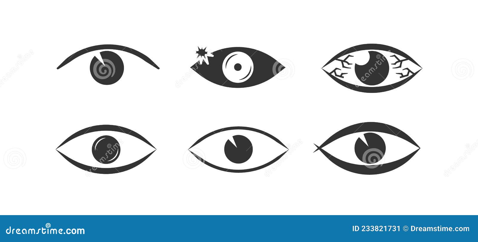 Set of Eyes with Eyelashs Icon Flat Style. Stock Illustration ...