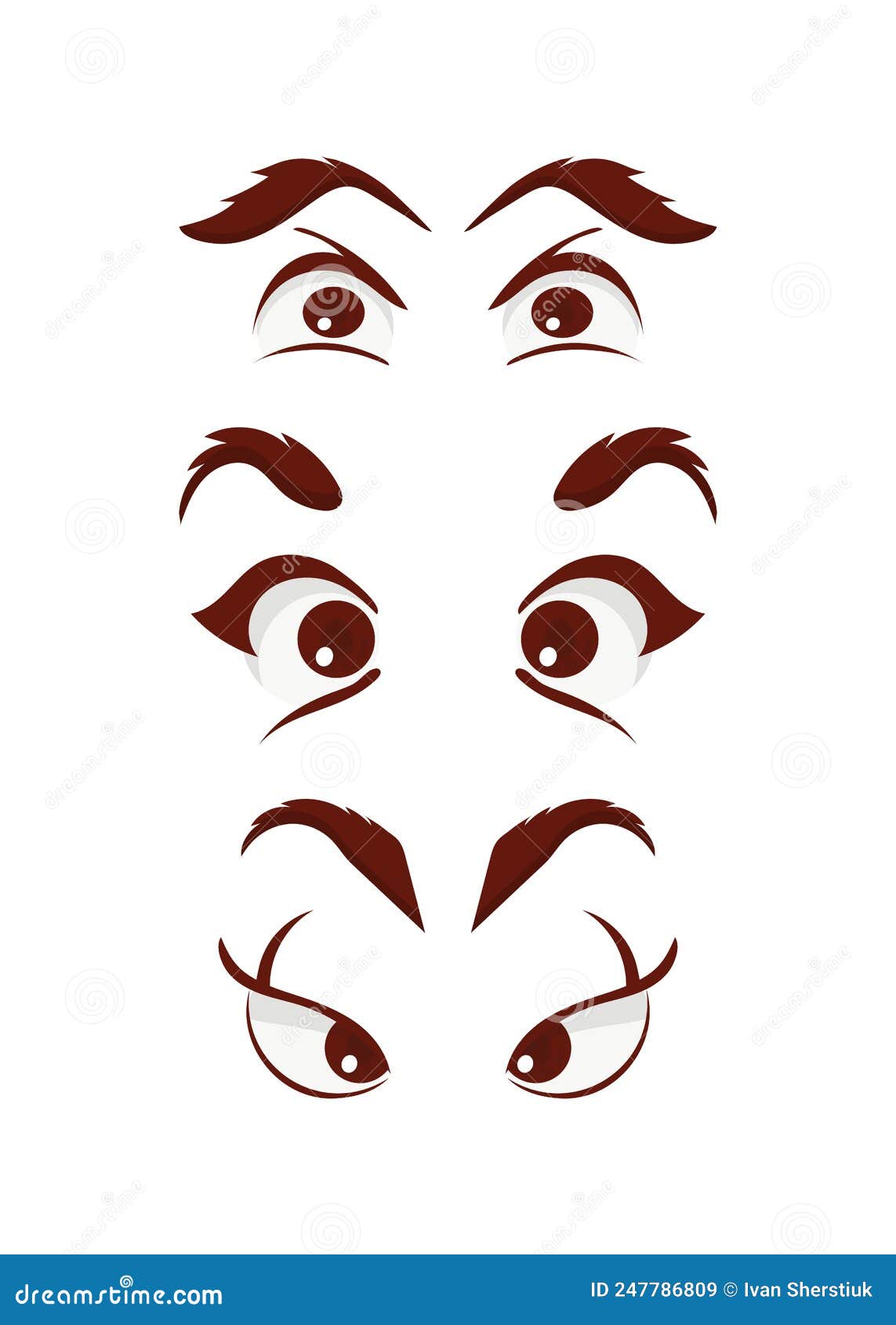 Set of Eyes in Flat Style. Vector Illustration. Isolated on White ...
