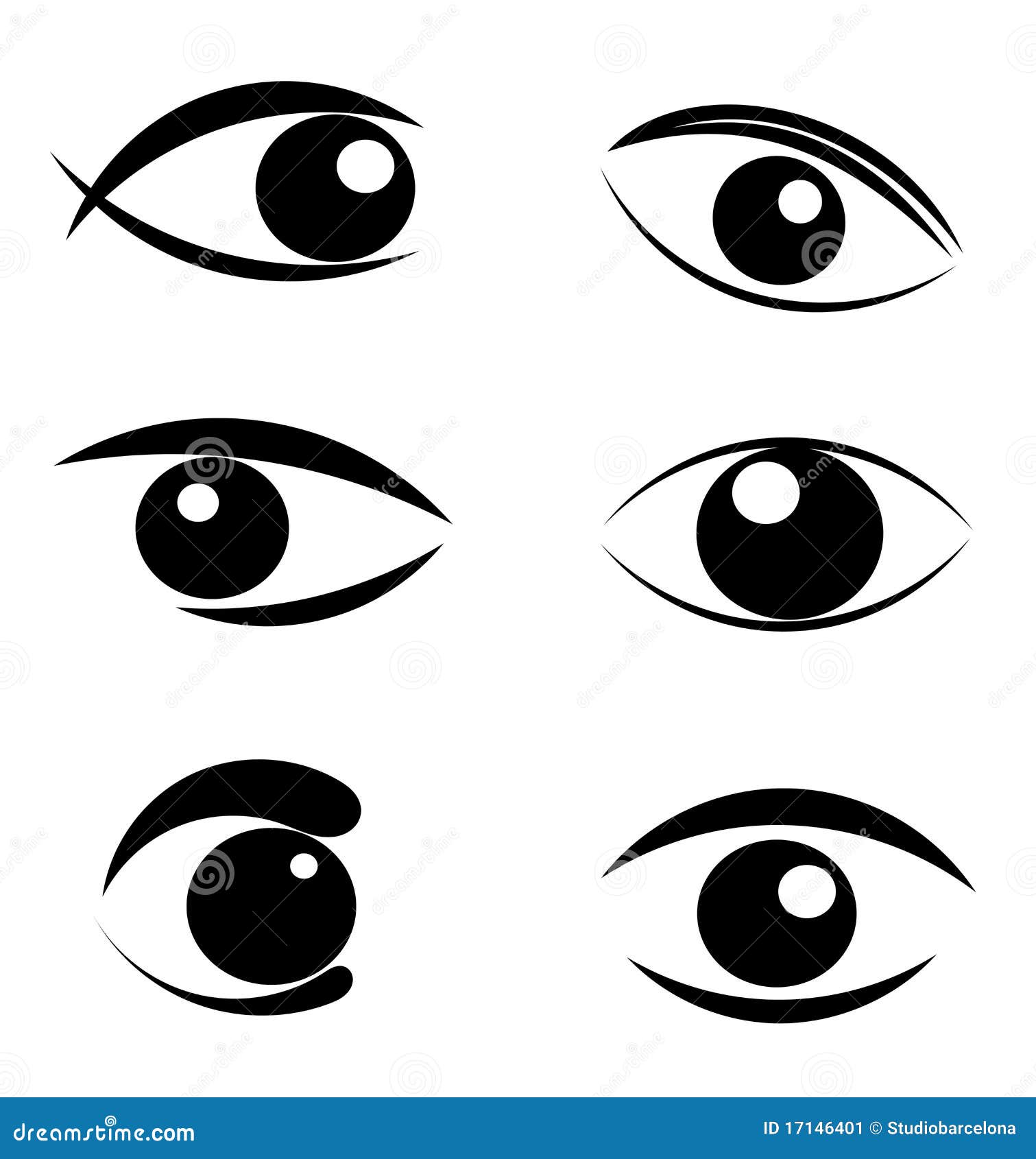 Set of eyes symbols stock vector. Illustration of cross - 17146401