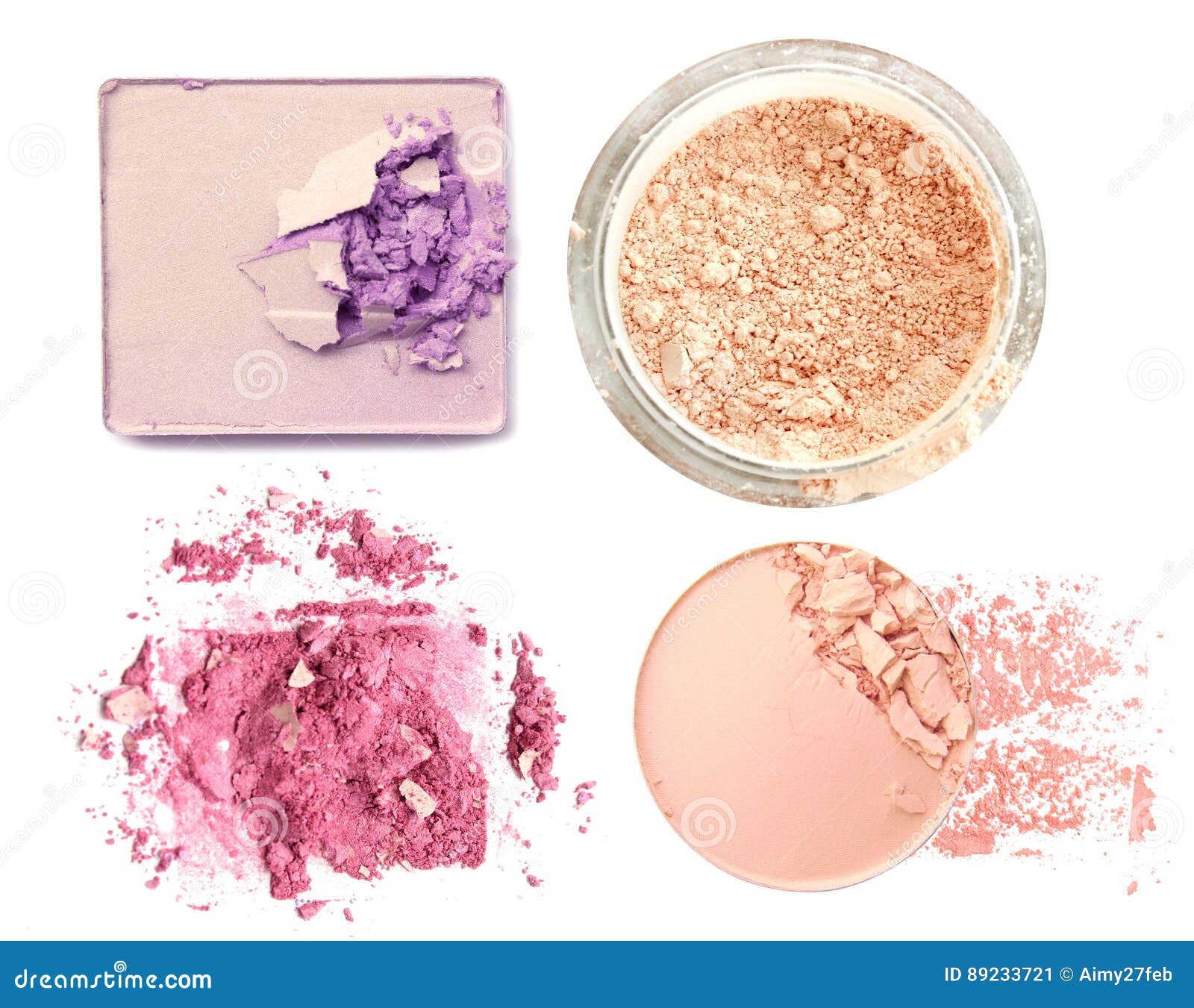 Set of Eyeshadow and Face Powder Isolated on White Stock Image - Image ...