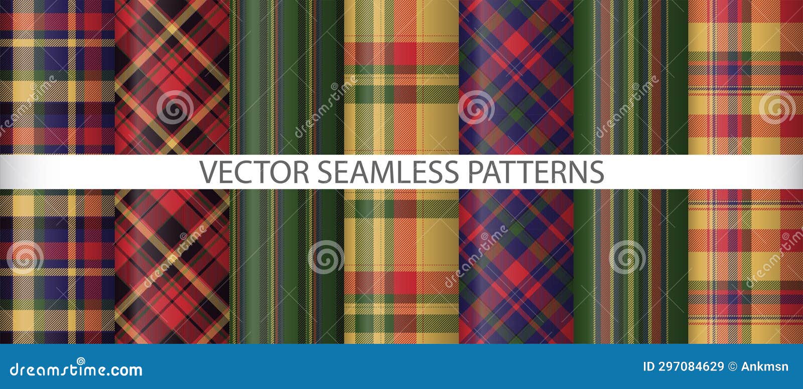 Set Fabric Texture Pattern. Textile Plaid Vector Stock Illustration ...