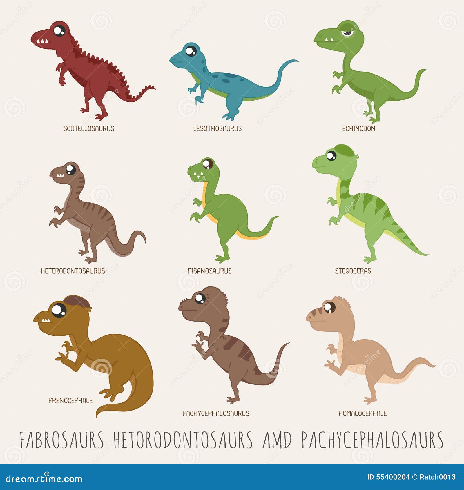 Set of Fabrosaurs Hetodontosaurs Pachycephalosaurs Dinosaurs Stock ...